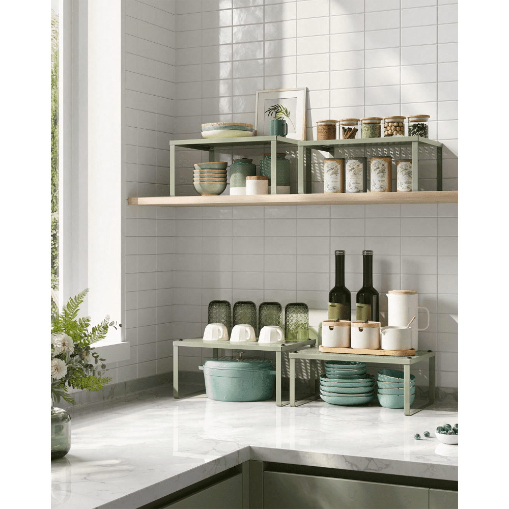 2 Pack Spice Rack, Cabinet Shelf Organizers, Shelf Organizer ...