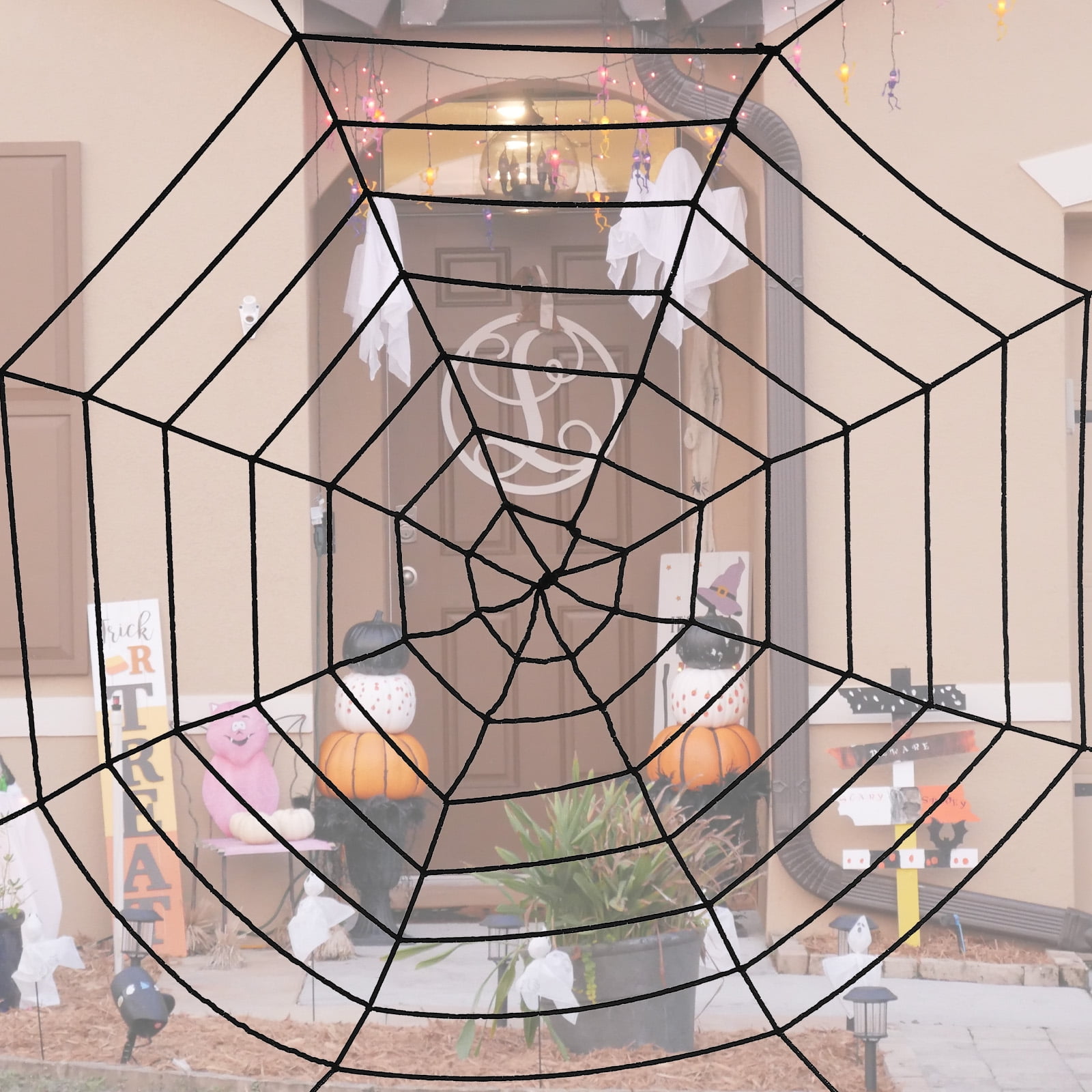 2 Pack Spider Web Decoration, 3.6m Black Round Net Cobweb for Halloween ...