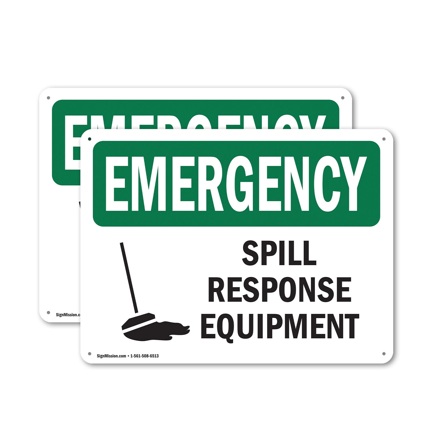 (2 Pack) Spill Response Equipment OSHA Emergency Sign 18 Inch X 12 Inch ...