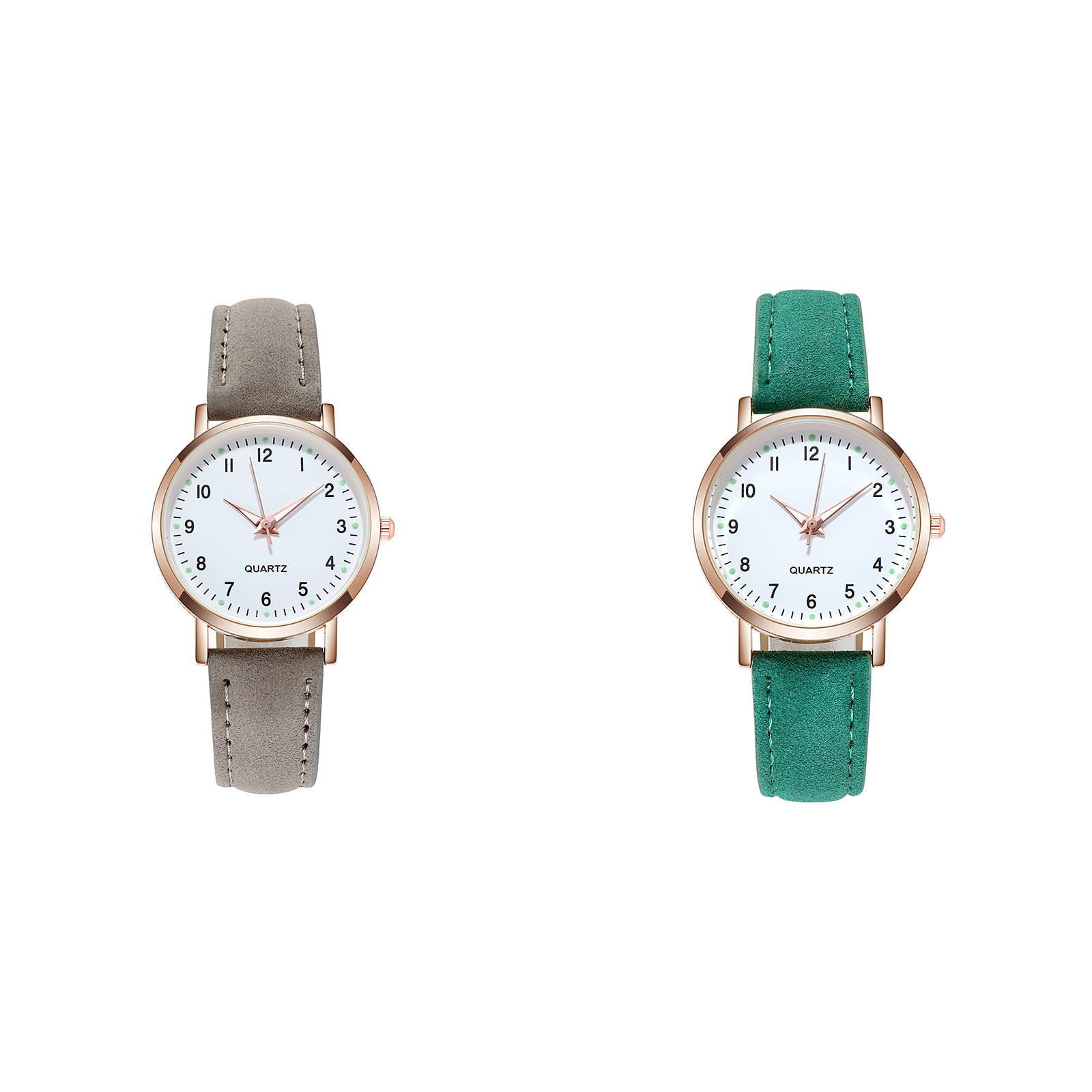 (2-Pack) Sport Ms. Stainless Simple Wrist Watch Steel Case Belt Band ...