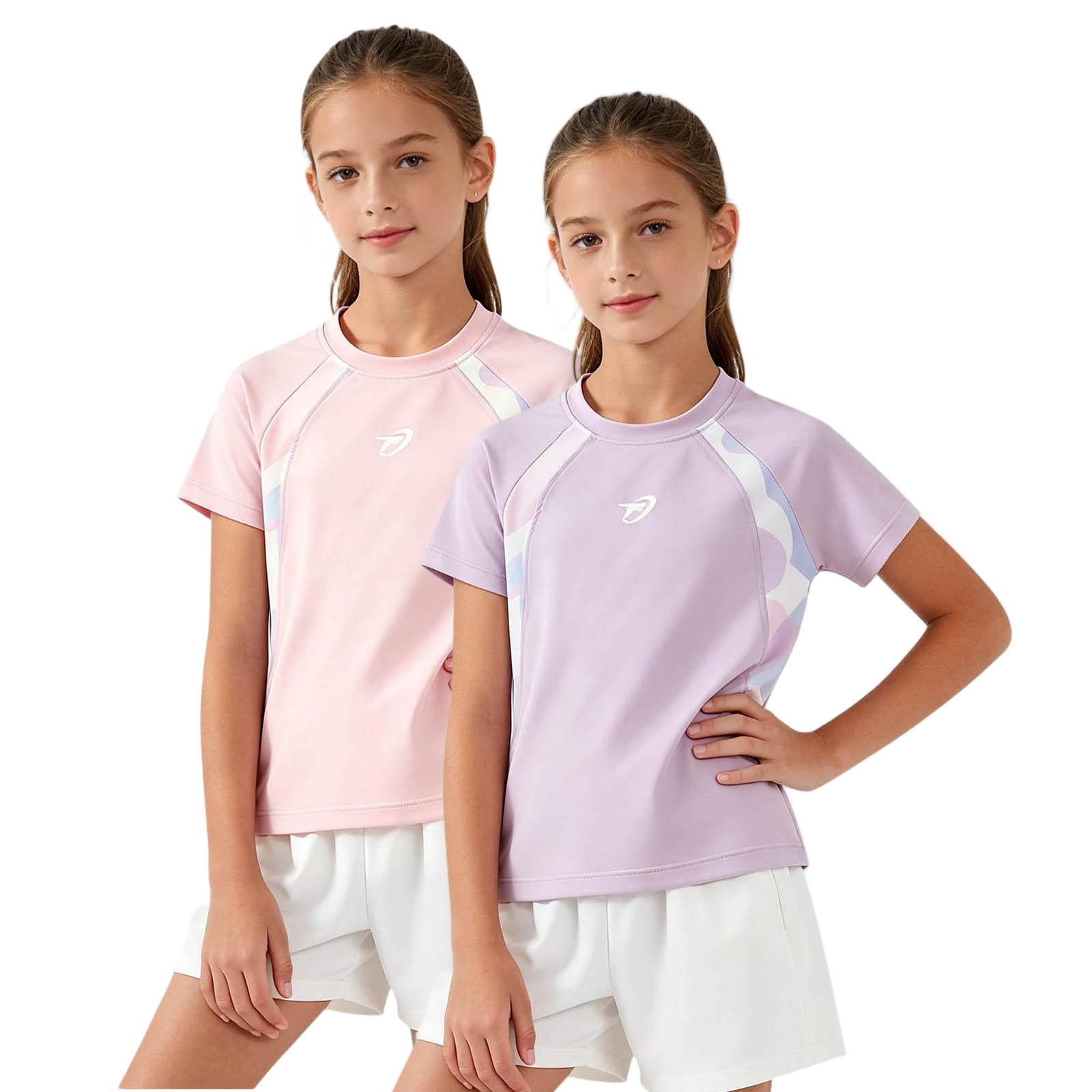 2 Pack Sport T-Shirt for Girl, Quick Dry Breathable Short Sleeve Tee ...