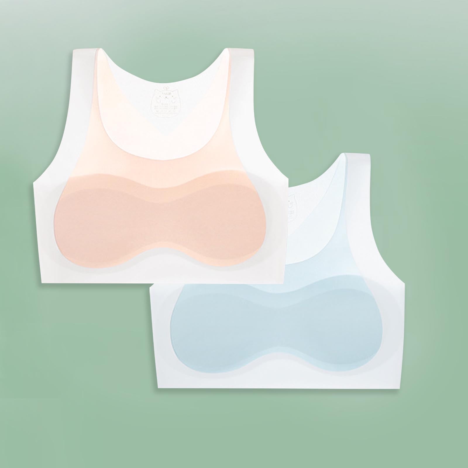 2 Pack Sports Bra for Girls, Cotton Training Crop Bras with Adjustable Strap Seamless Sports ...