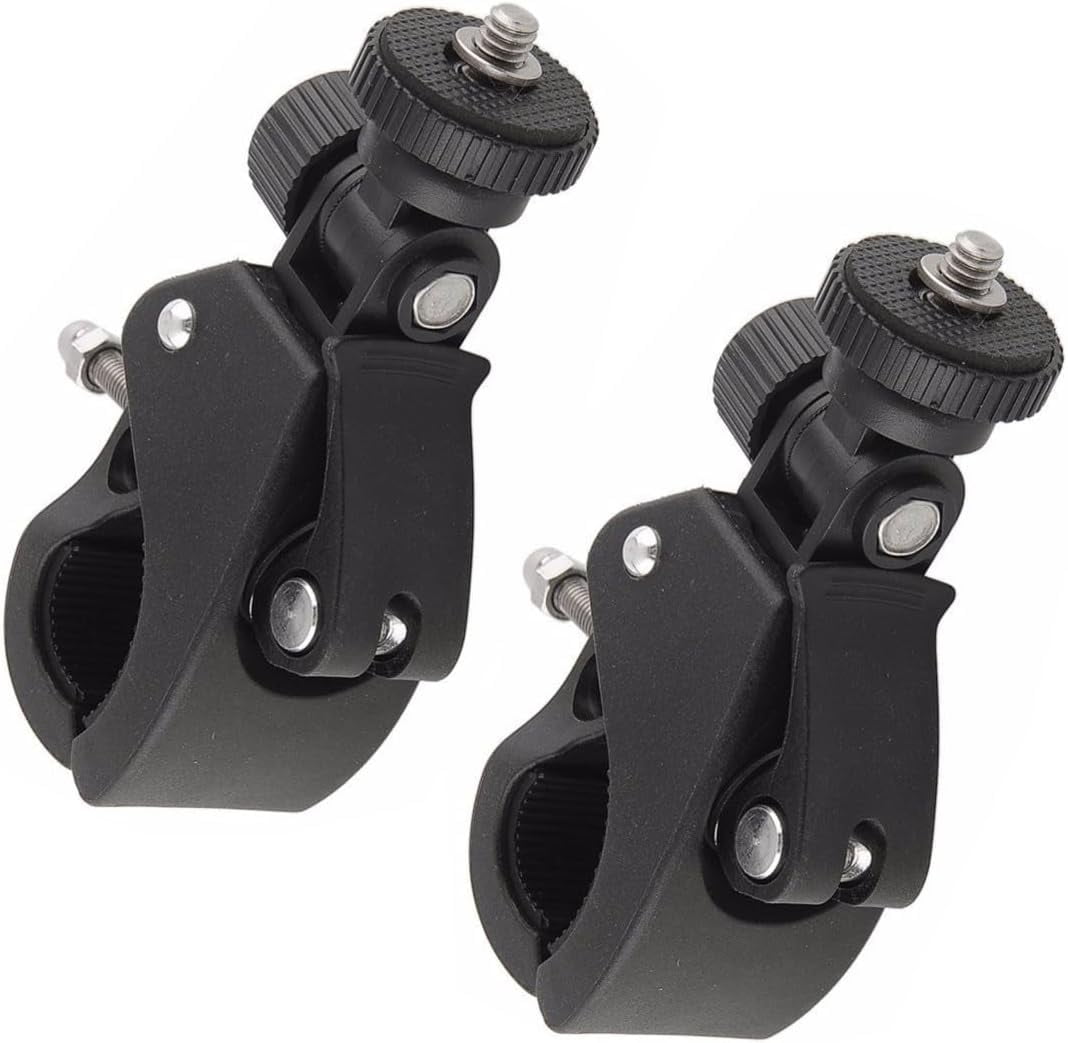 2 Pack Sports Camera Bike Mount Handlebar Clamp Clip Stand Base with 1/4 Screw Adapter for Gopro ...