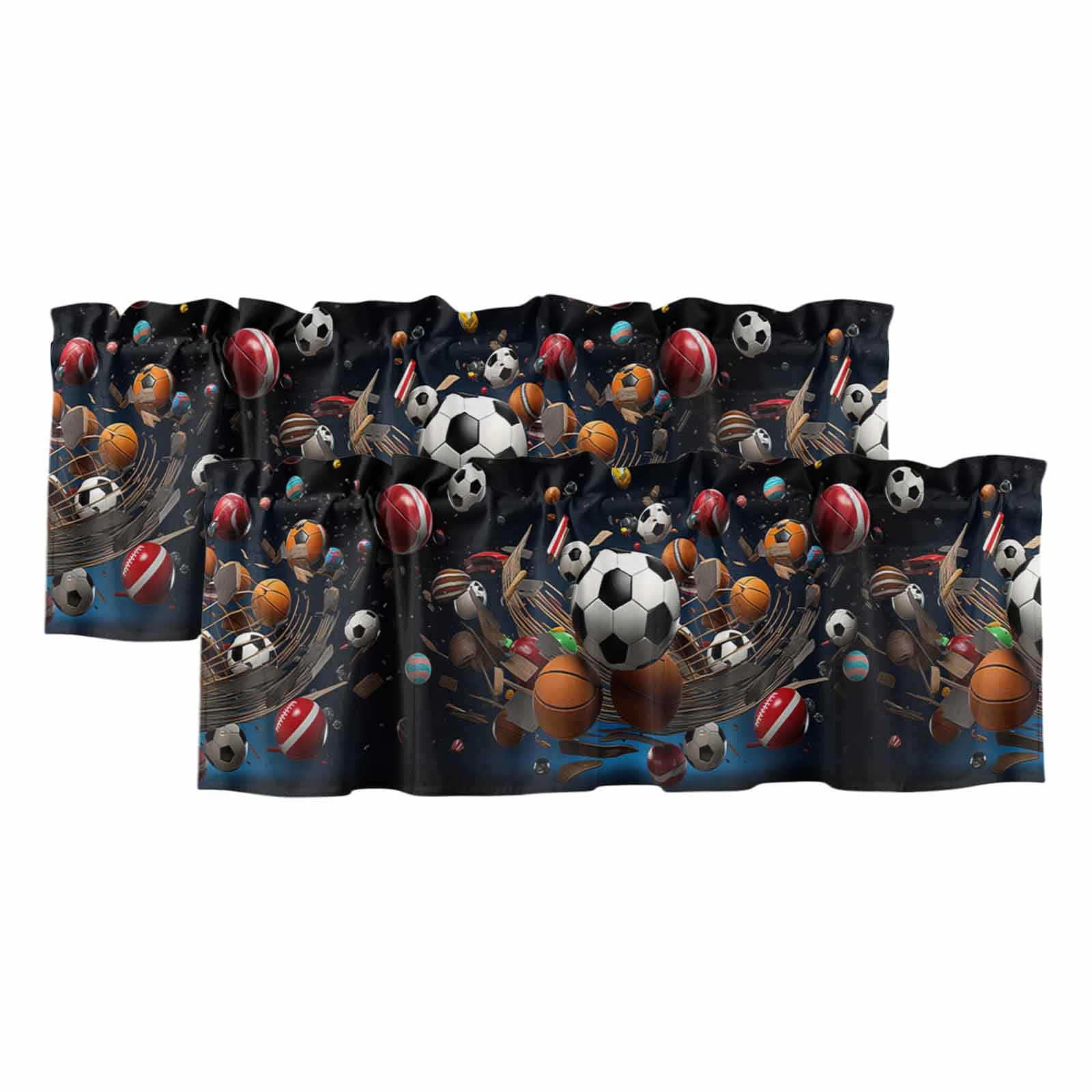 2 Pack Sports Theme Valance for Window Football Basketball Baseball ...