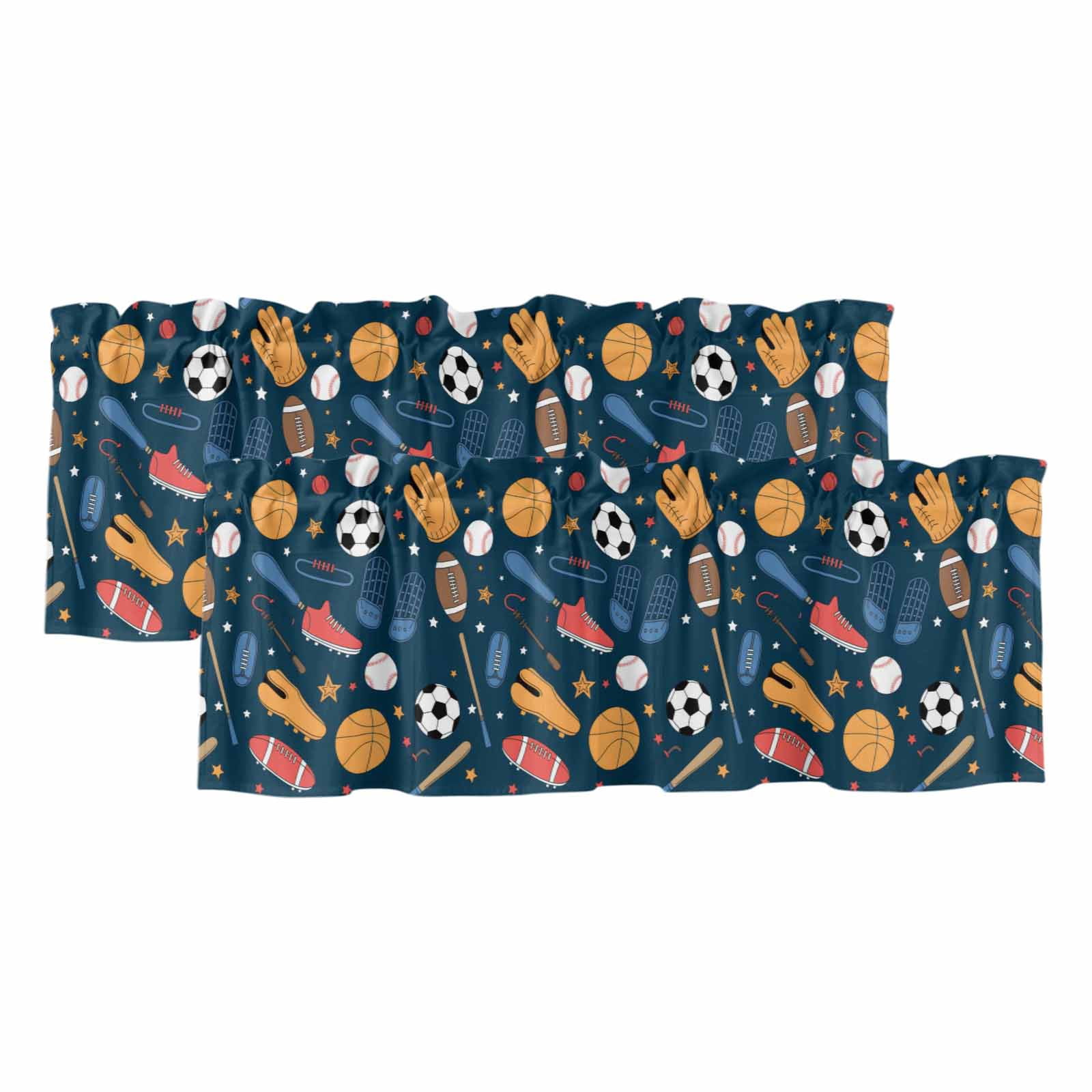 2 Pack Sports Theme Valances for Windows Bedroom Living Room Window ...