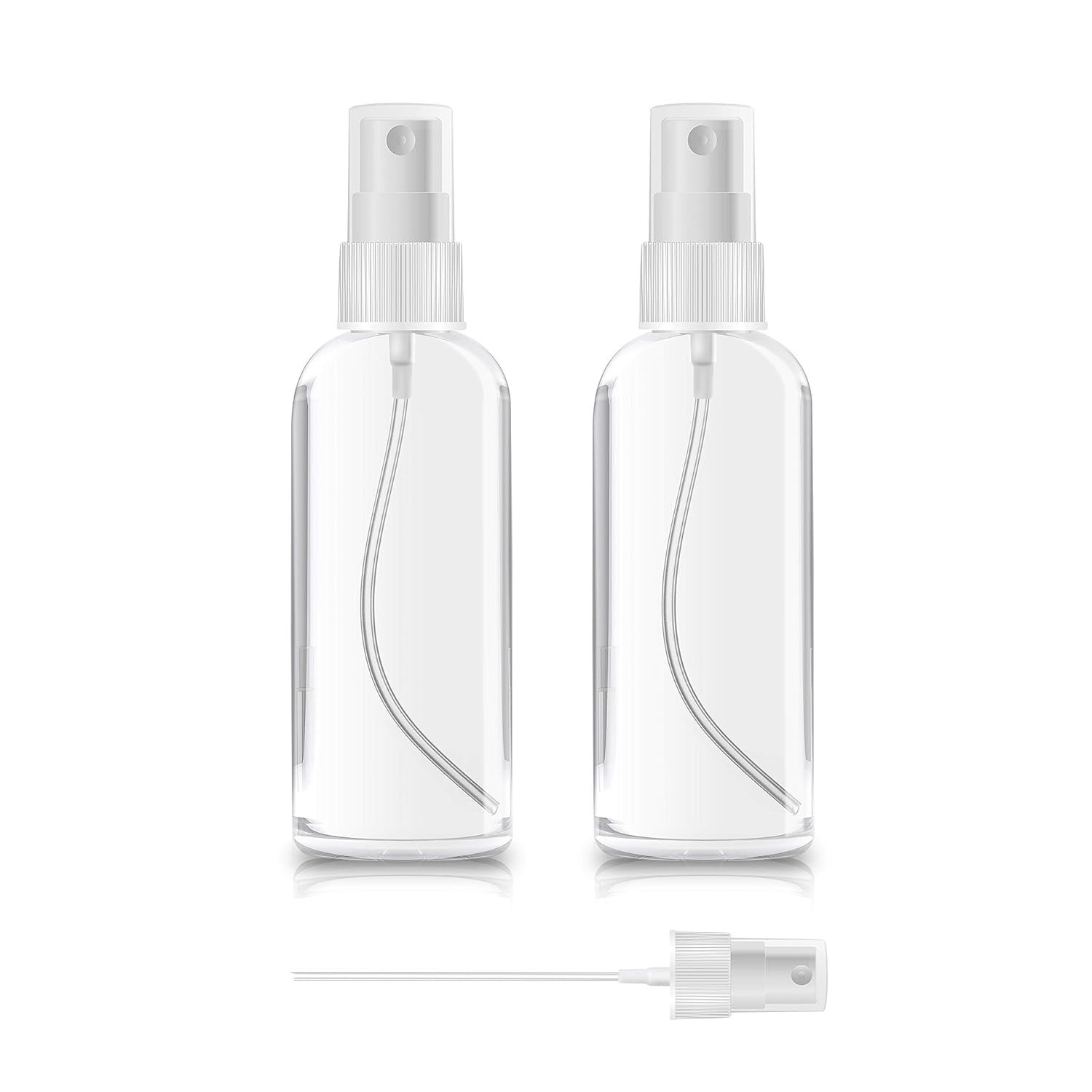 2 Pack Spray Bottles 2oz Clear Plastic Empty Refillable Mini Spritzer ...