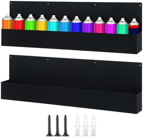 2 Pack Spray Can Holder Rack Organizer Wall Mount 32 Inch Aerosol Metal ...