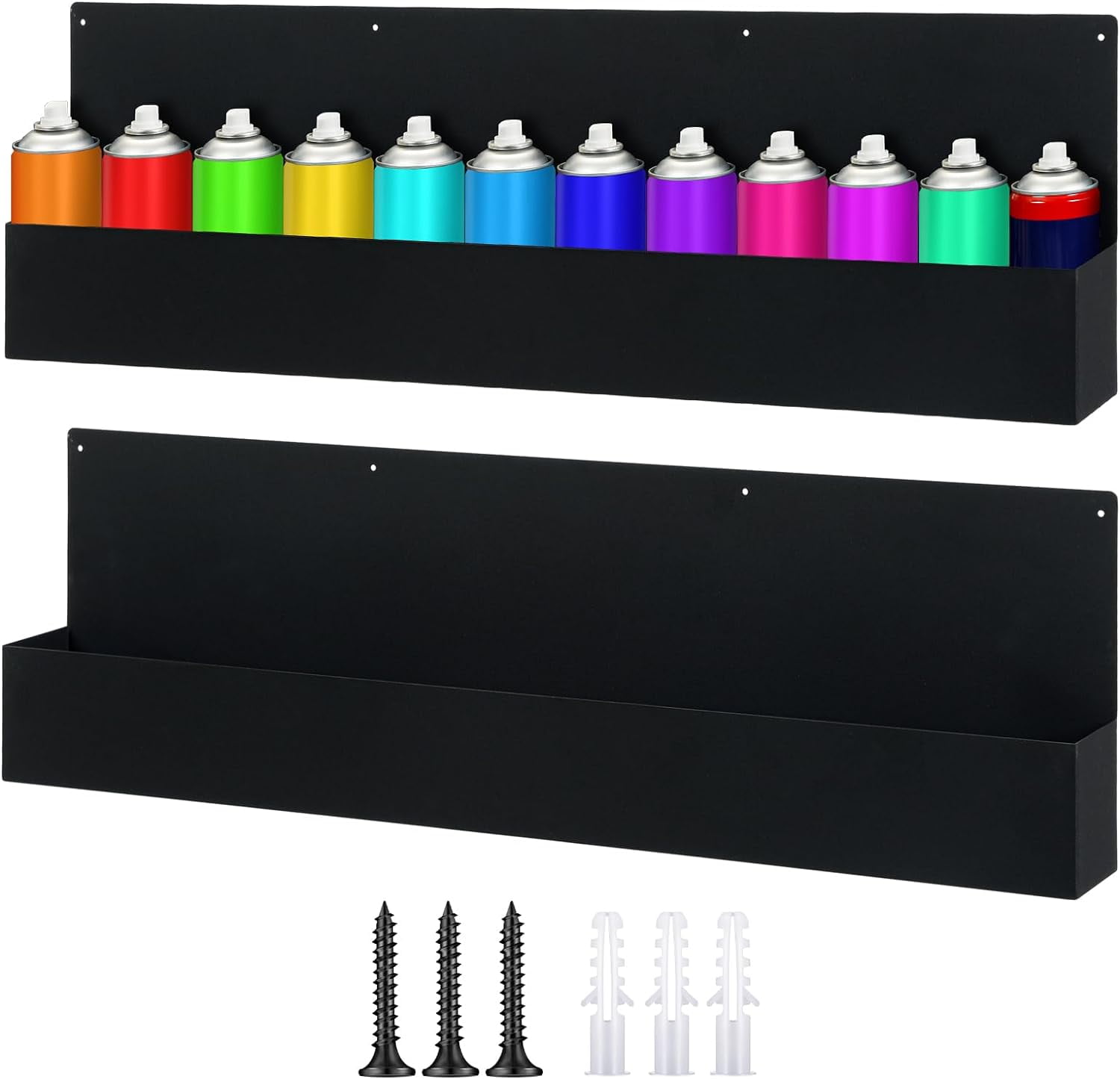 2 Pack Spray Can Holder Rack Organizer Wall Mount 32 Inch Aerosol Metal ...