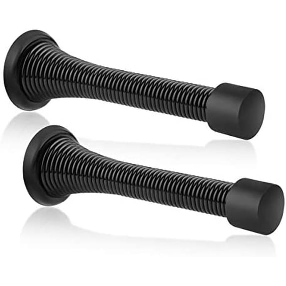 2 Pack Spring Door Stopper Black- 3-1/4" Flexible Spring Door Stops ...
