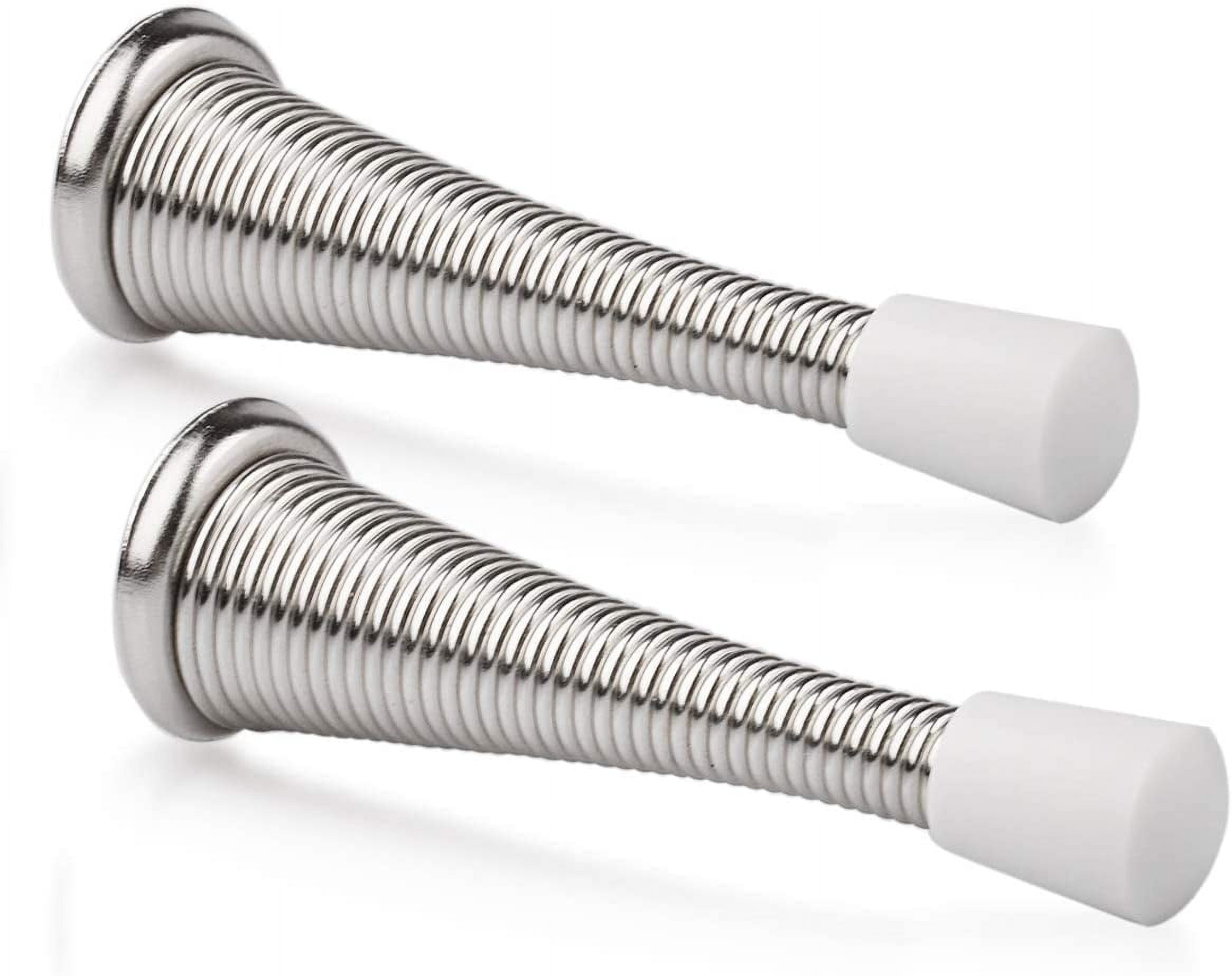 2 Pack Spring Door Stoppers Brushed Satin Nickel - Upgraded Flexible ...