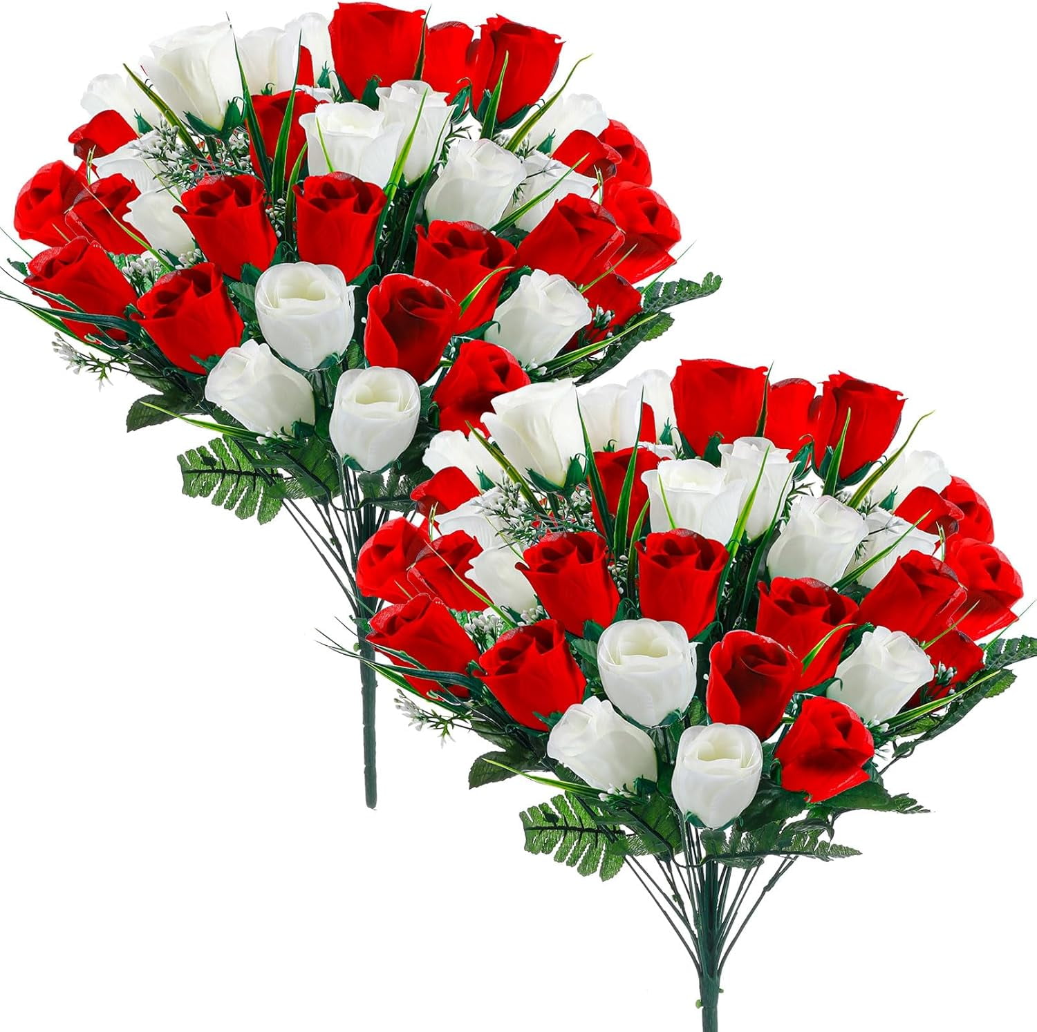 2 Pack Spring Easter Cemetery Flowers with Grave Vase 48 Heads Memorial ...