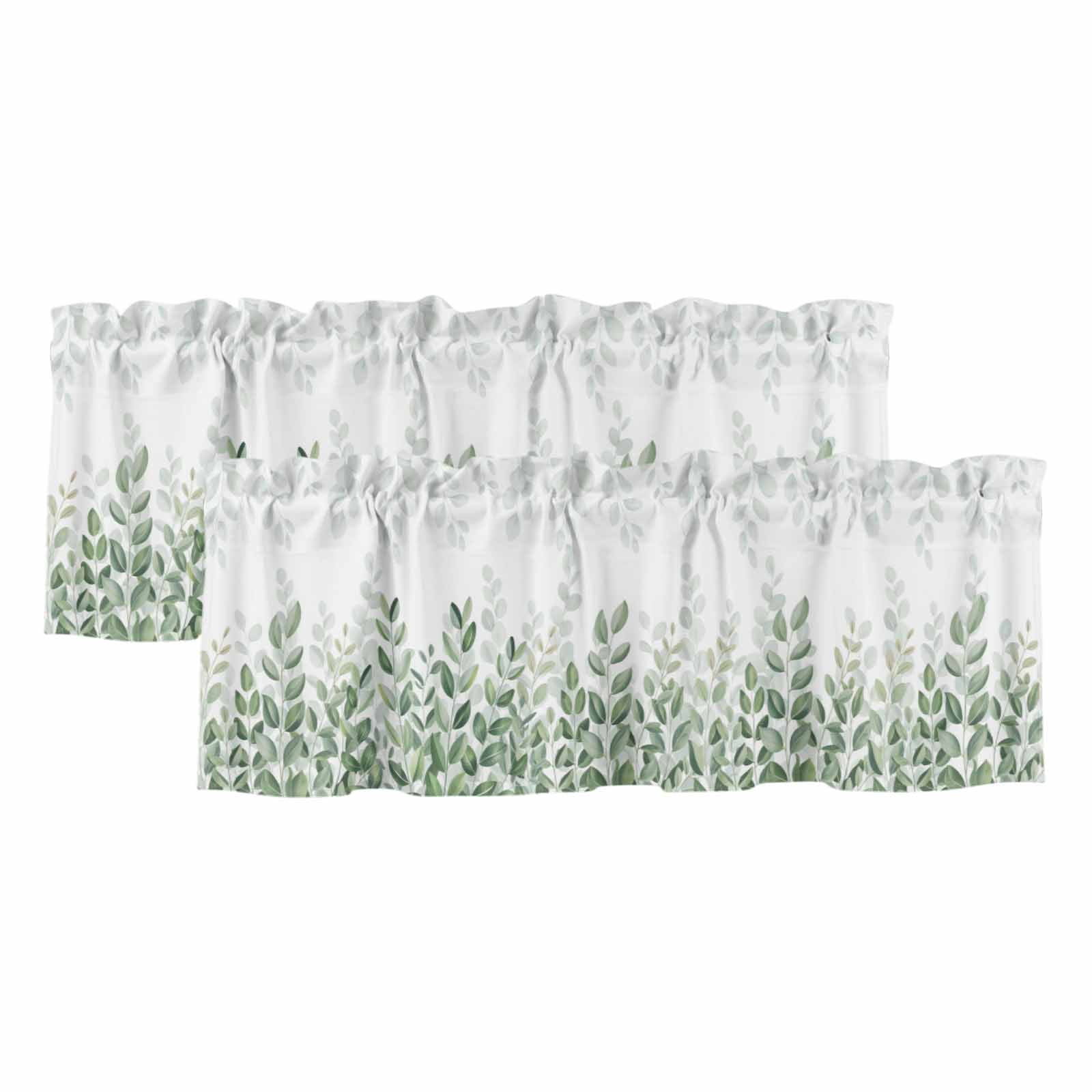2 Pack Spring Emerald Green Eucalyptus Valances for Windows Bedroom ...