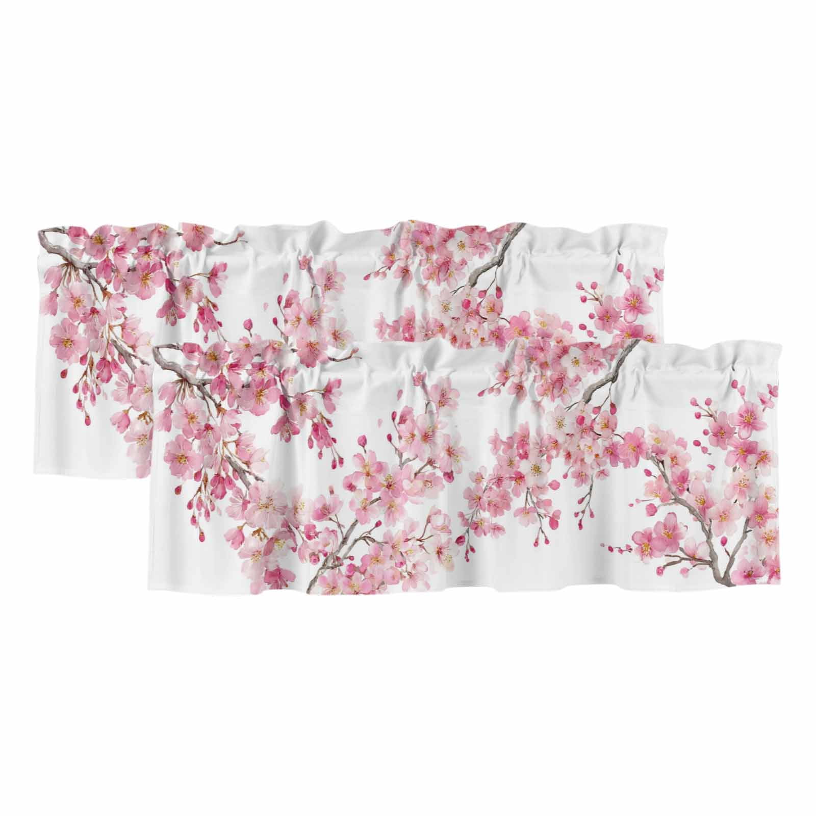 2 Pack Spring Peach Flowers Valances for Windows Bedroom Living Room ...