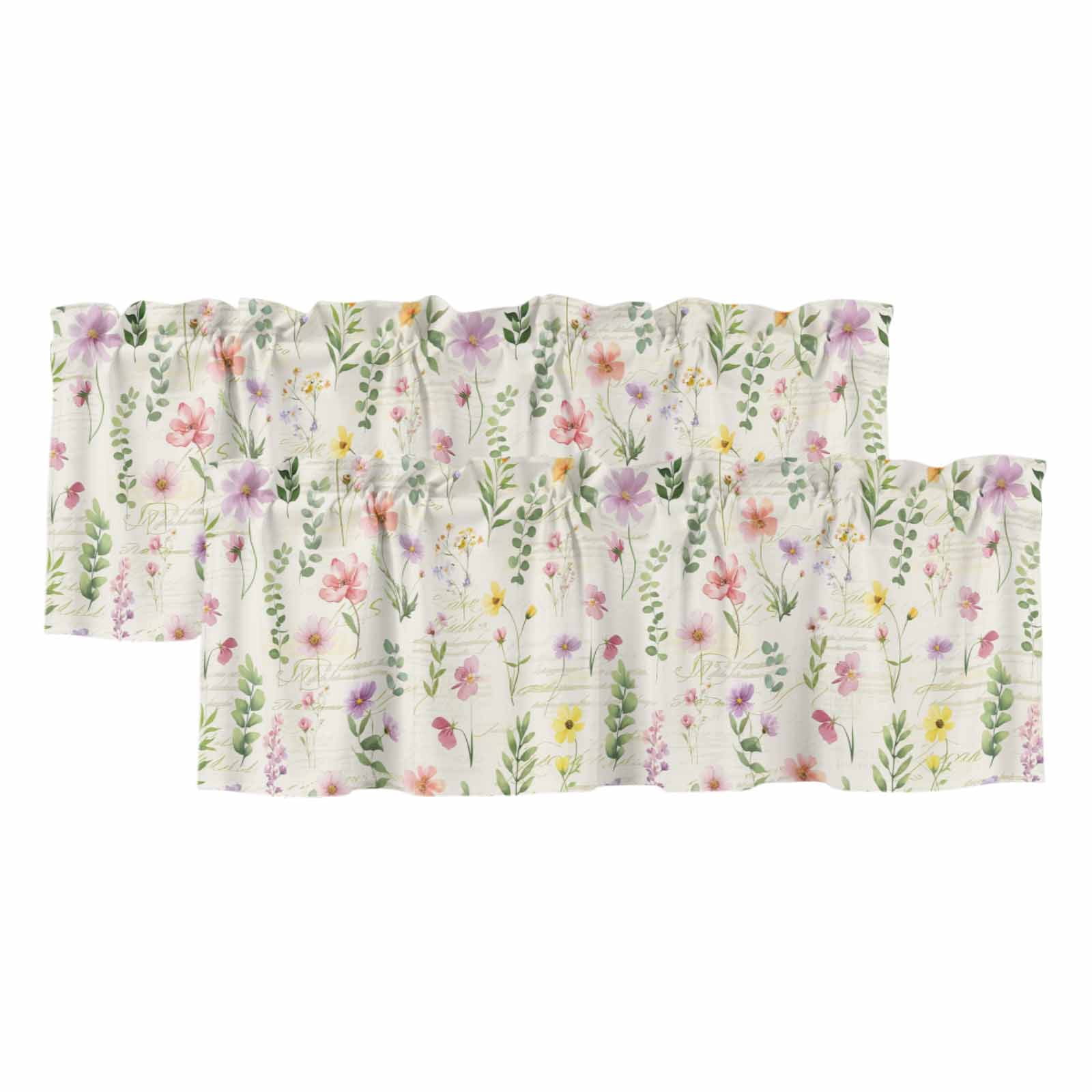 2 Pack Spring Summer Flower Valance for Window Eucalyptus Leaves ...