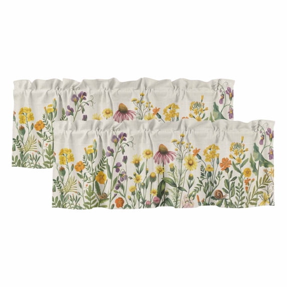 2 Pack Spring Wildflowers Valance for Window Summer Country Plants Leaf ...