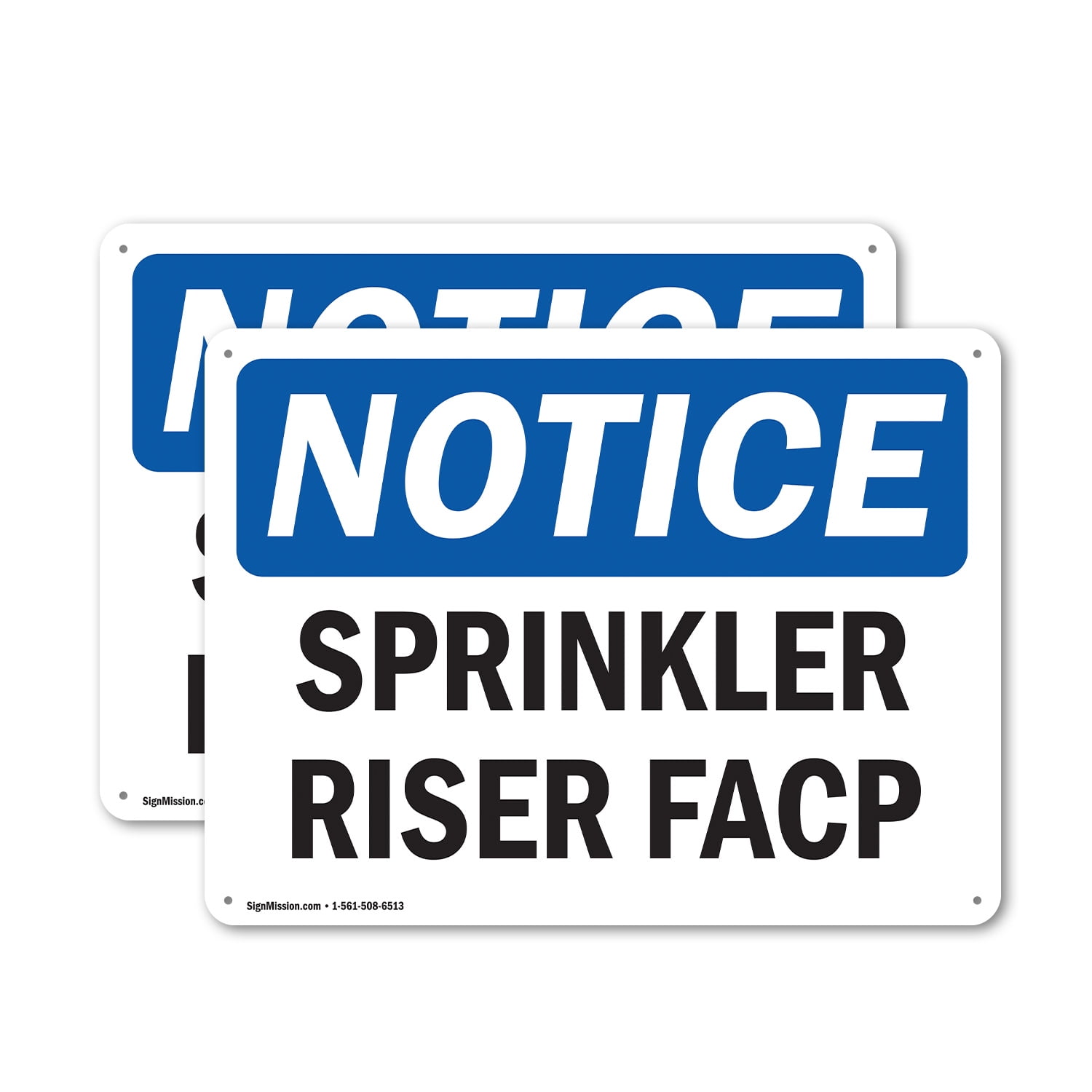 (2 Pack) Sprinkler Riser Facp OSHA Notice Sign 24 Inch X 18 Inch Indoor ...