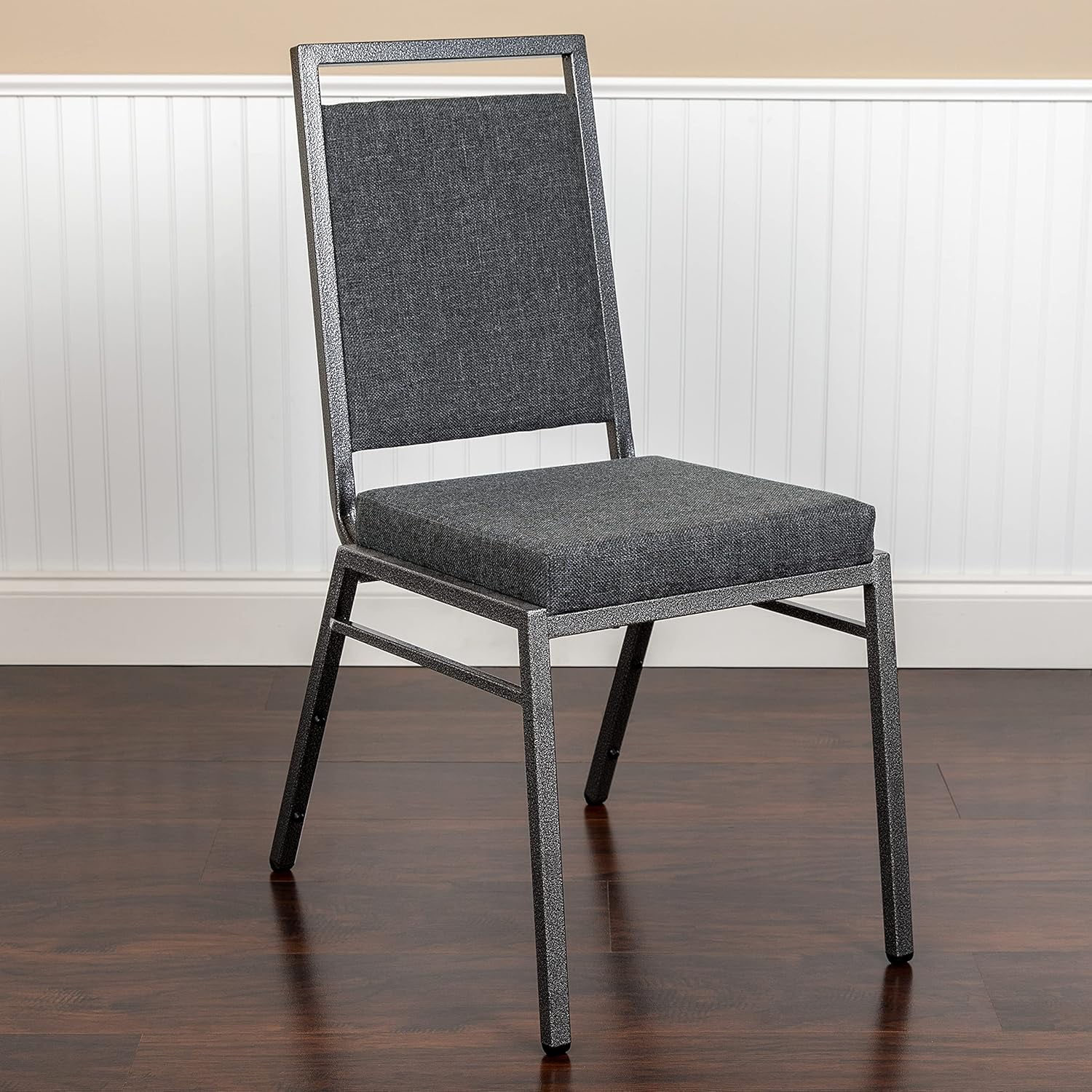 2 Pack Square Back Banquet Stack Chair in Dark Gray Fabric - Wedding ...