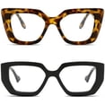 2 Pack Square Blue Light Glasses Women Men Fashion Thick Frame Computer ...