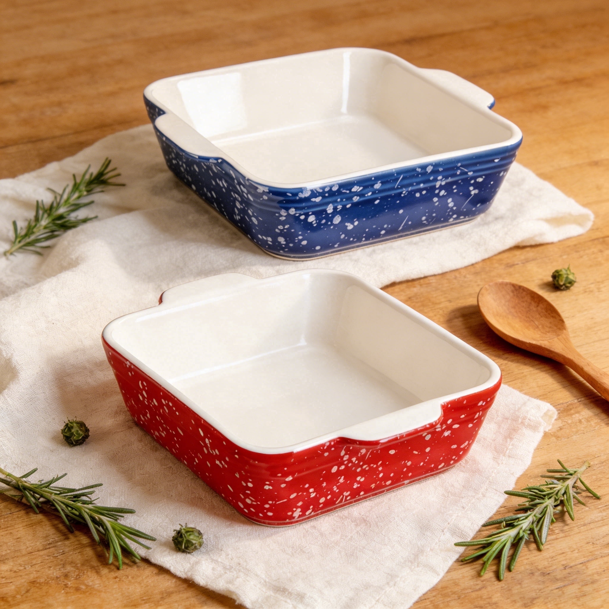 2-Pack Square Ceramic Baking Dish, 5.5in Small Baking Pan,13oz Mini ...