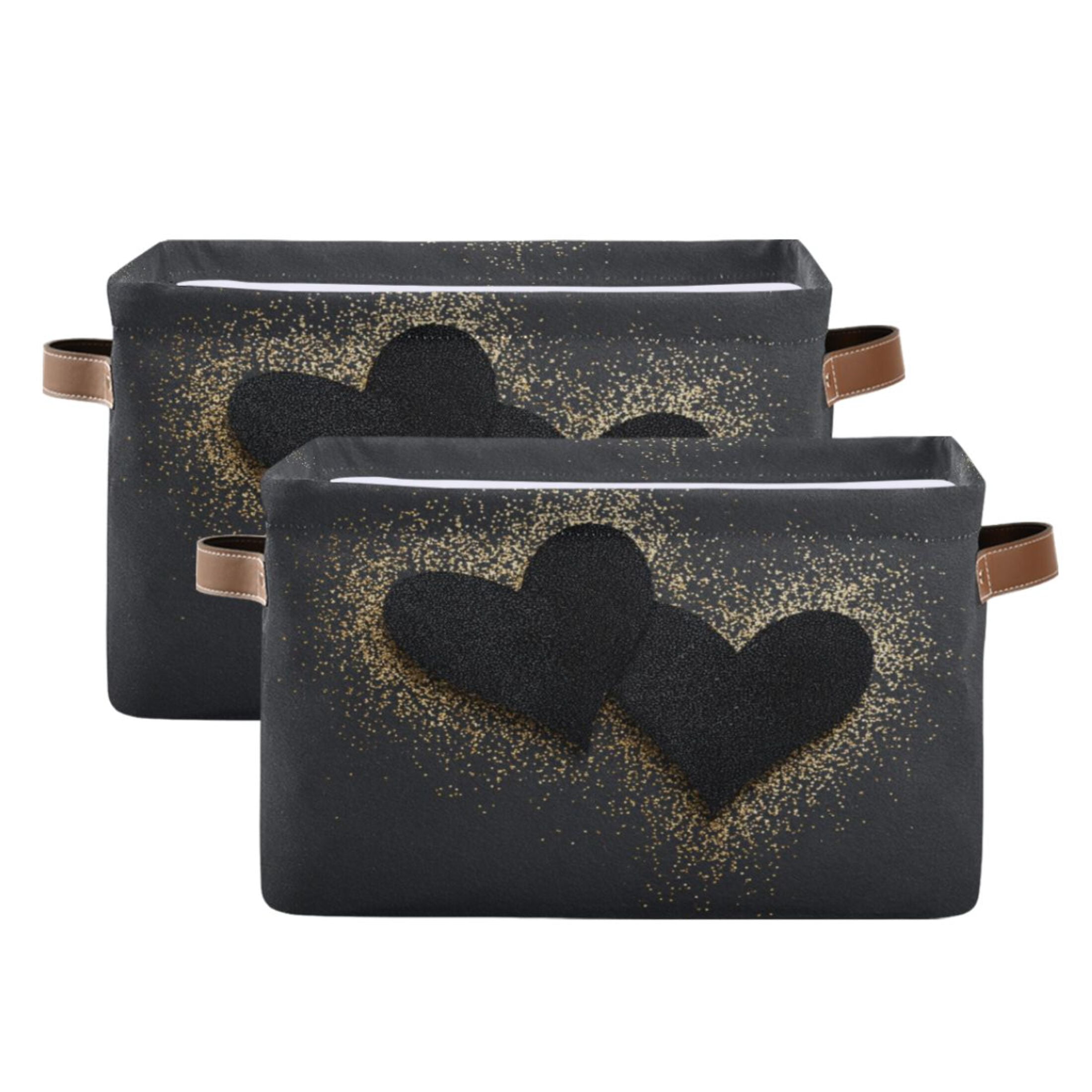 2-Pack Square Closet Organizers with Handles Open Basket Bins Black ...