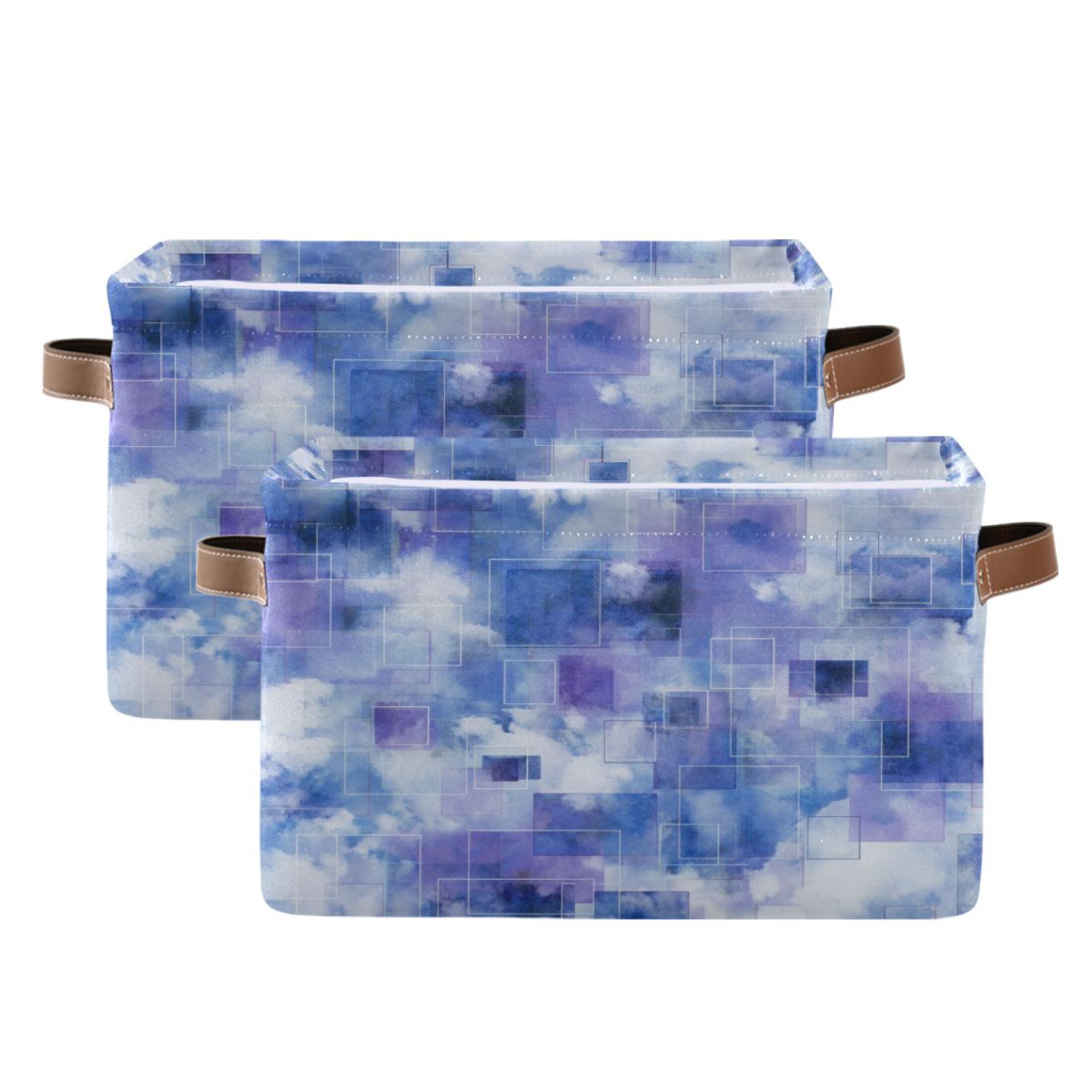 2-Pack Square Closet Organizers with Handles Open Basket Bins Blue ...