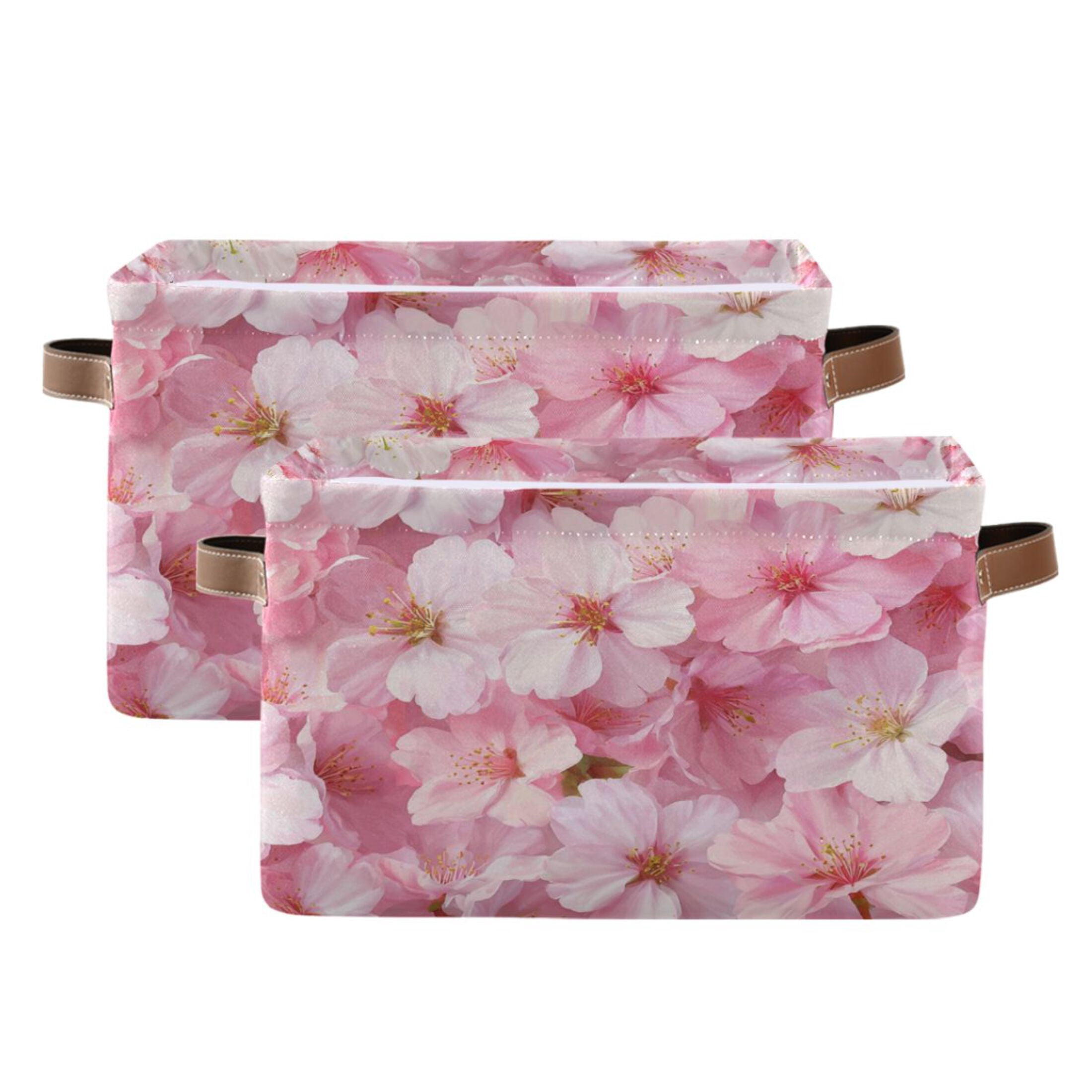 2-Pack Square Closet Organizers with Handles Open Basket Bins Cherry ...