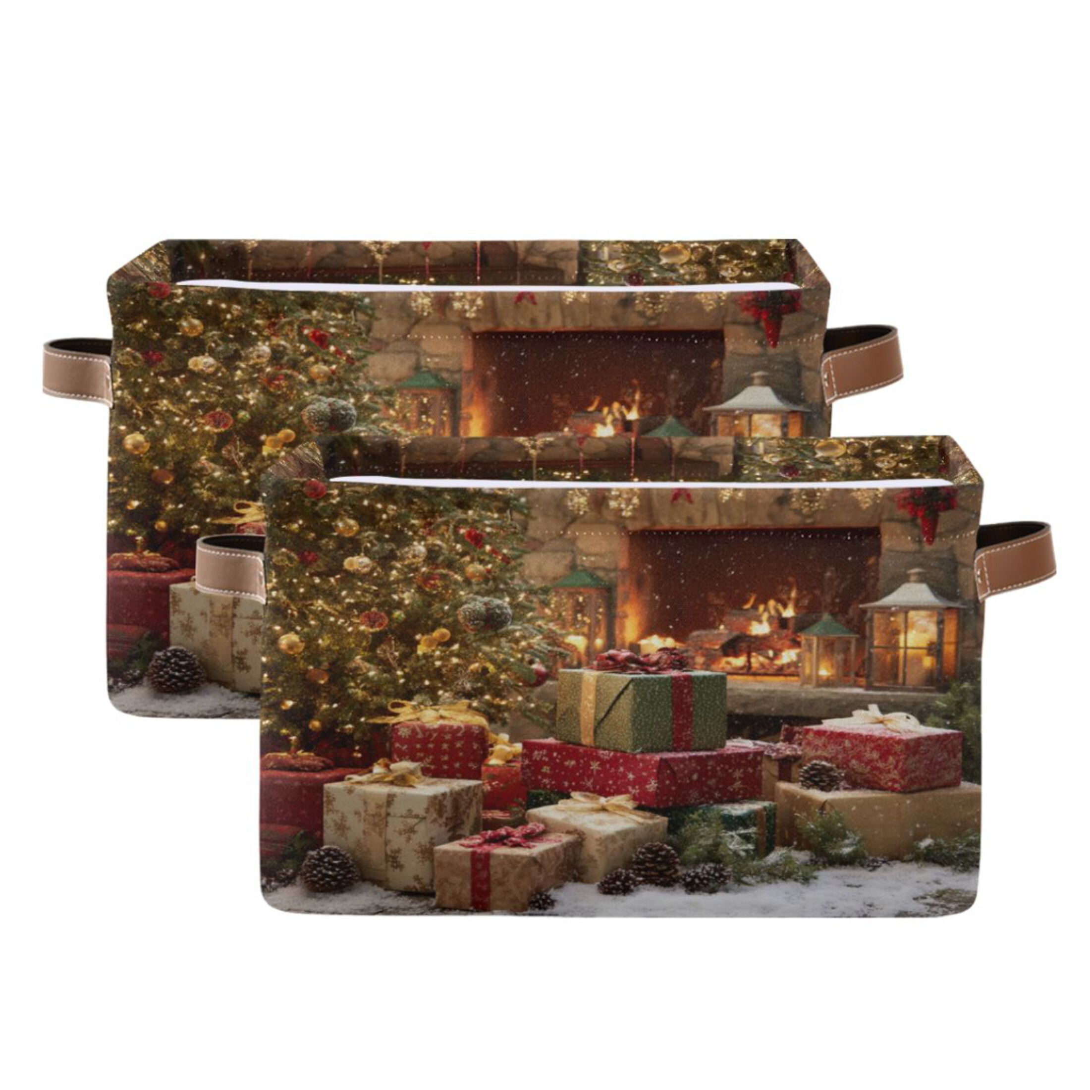 2-Pack Square Closet Organizers with Handles Open Basket Bins Christmas ...