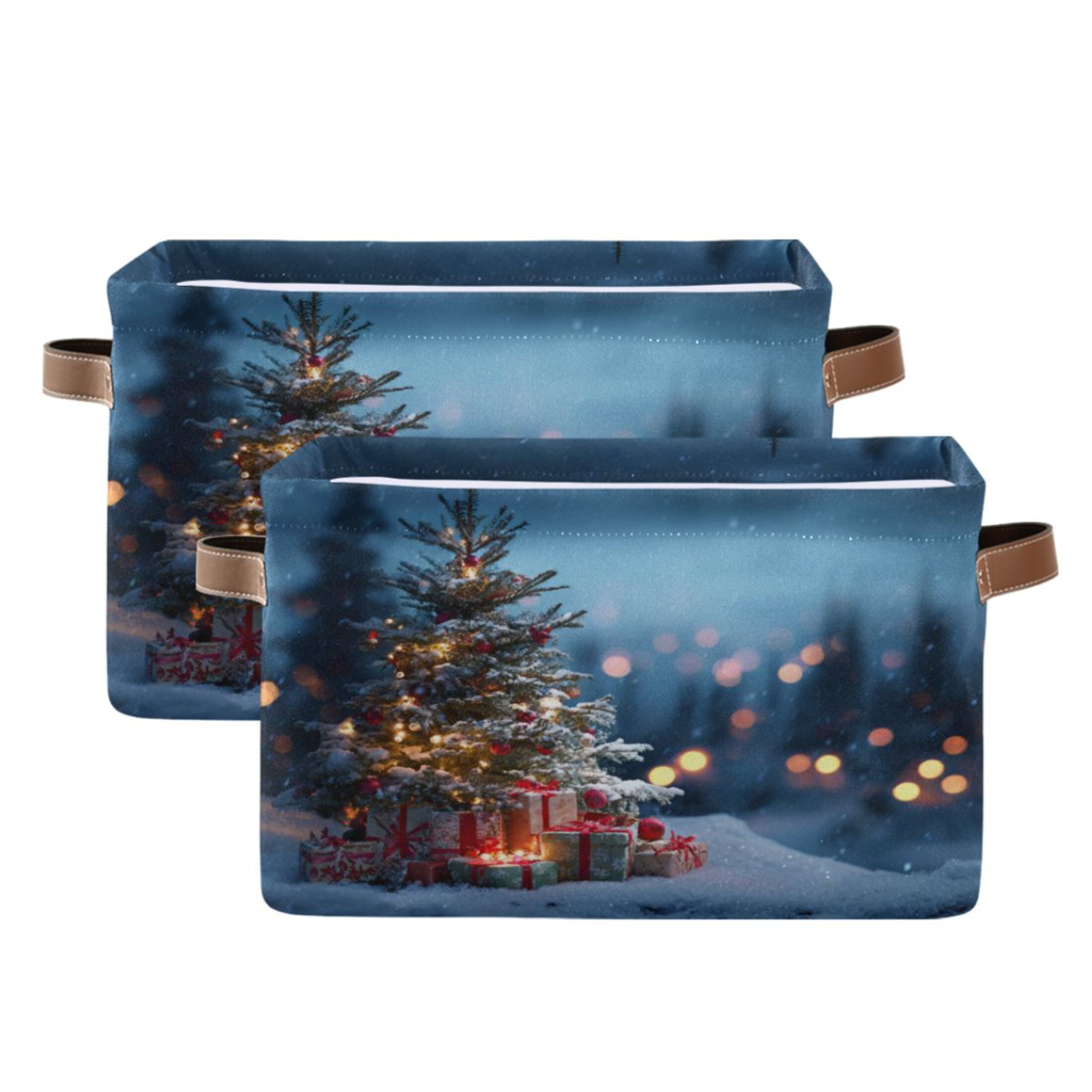 2-Pack Square Closet Organizers with Handles Open Basket Bins Christmas ...