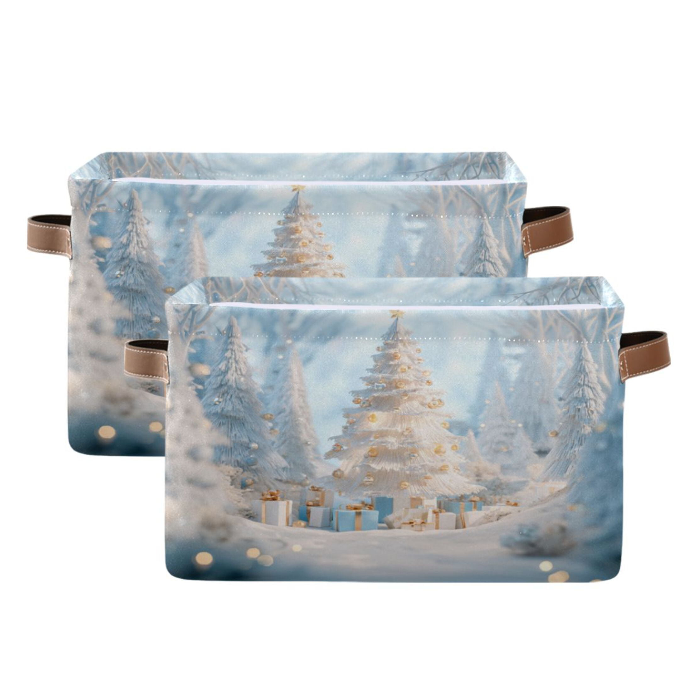 2-Pack Square Closet Organizers with Handles Open Basket Bins Christmas ...