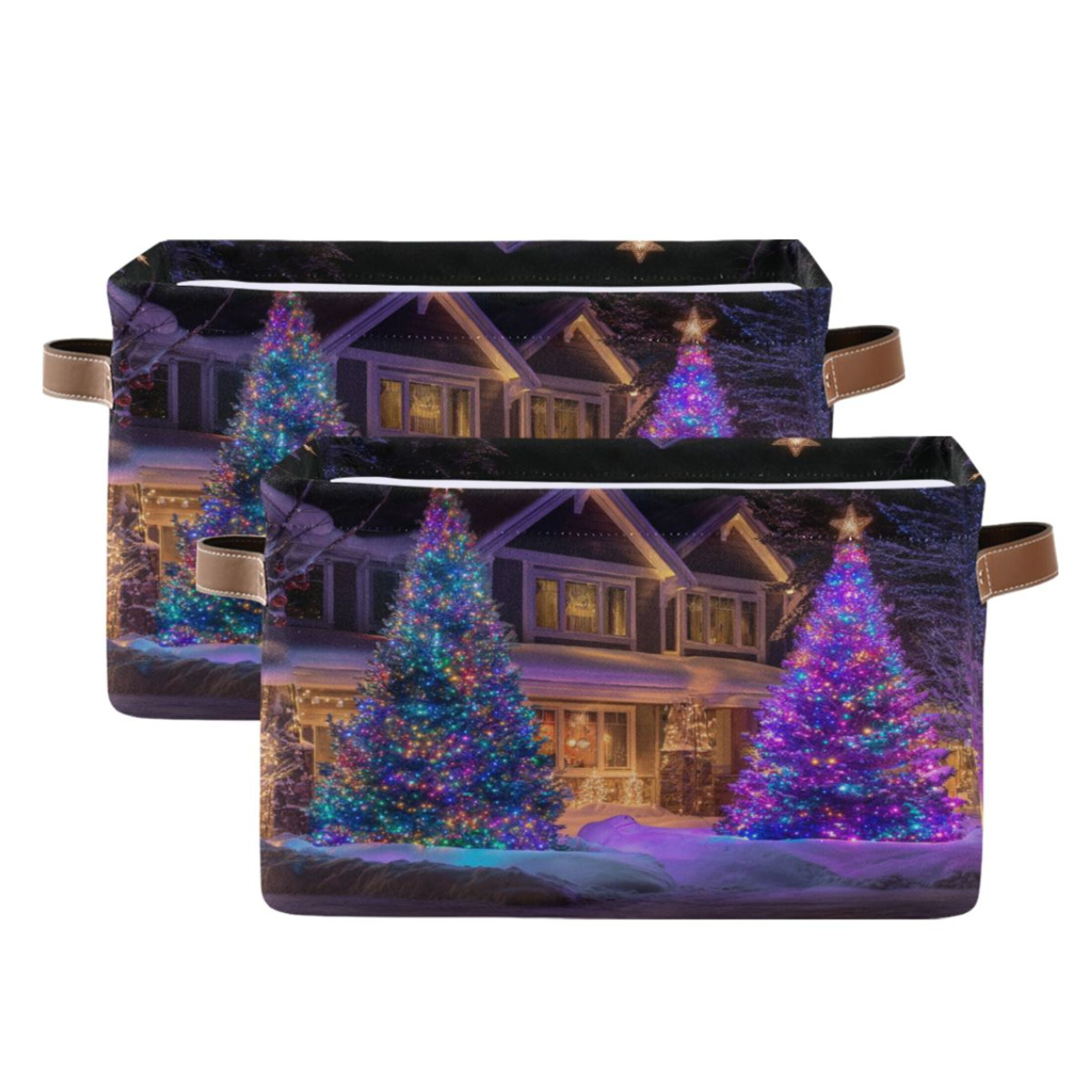 2-Pack Square Closet Organizers with Handles Open Basket Bins Christmas ...