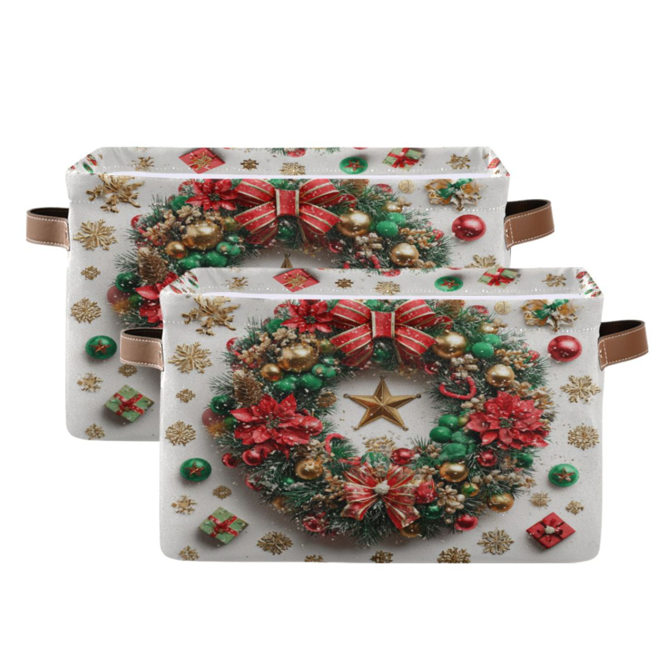2-Pack Square Closet Organizers with Handles Open Basket Bins Christmas ...