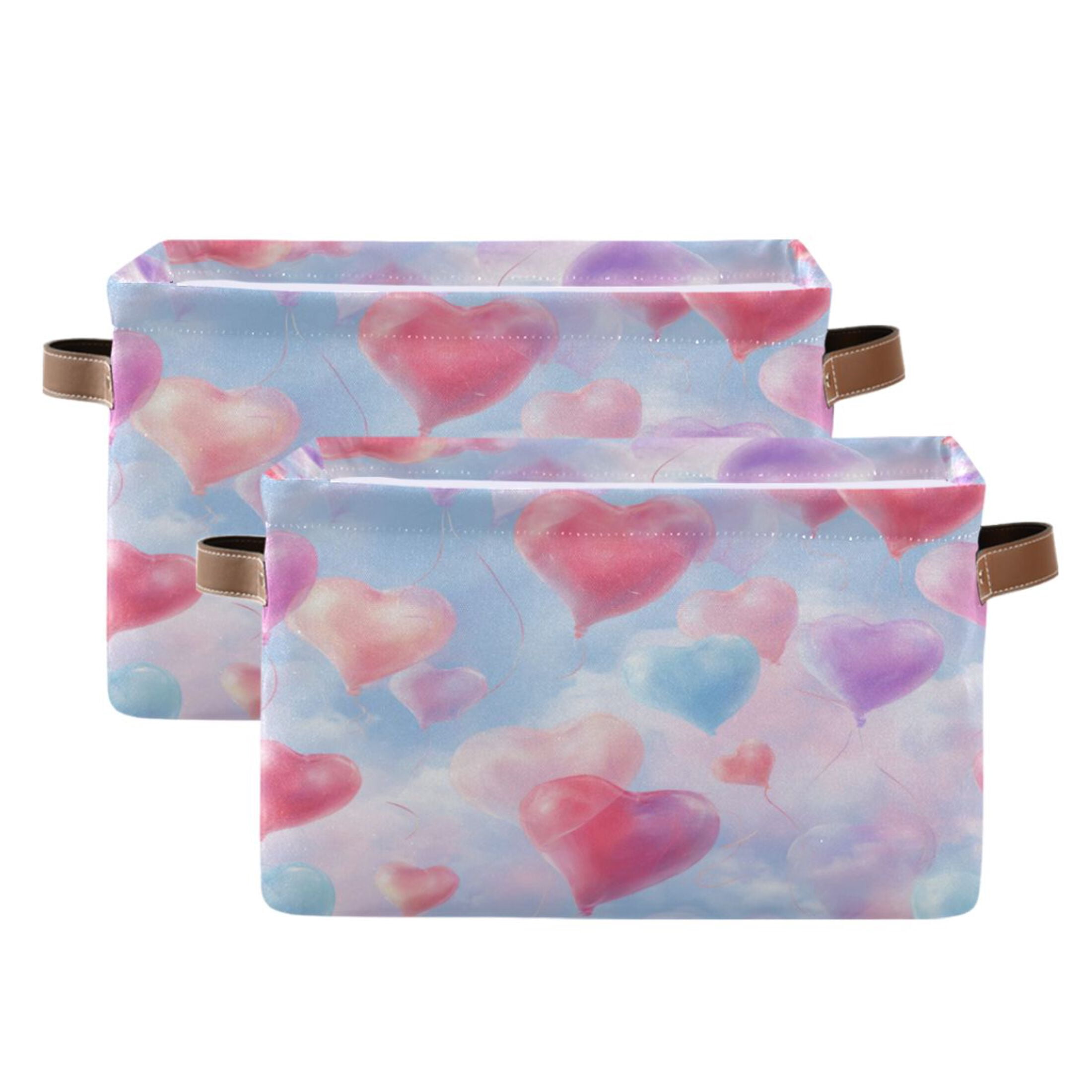 2-Pack Square Closet Organizers with Handles Open Basket Bins Colorful ...