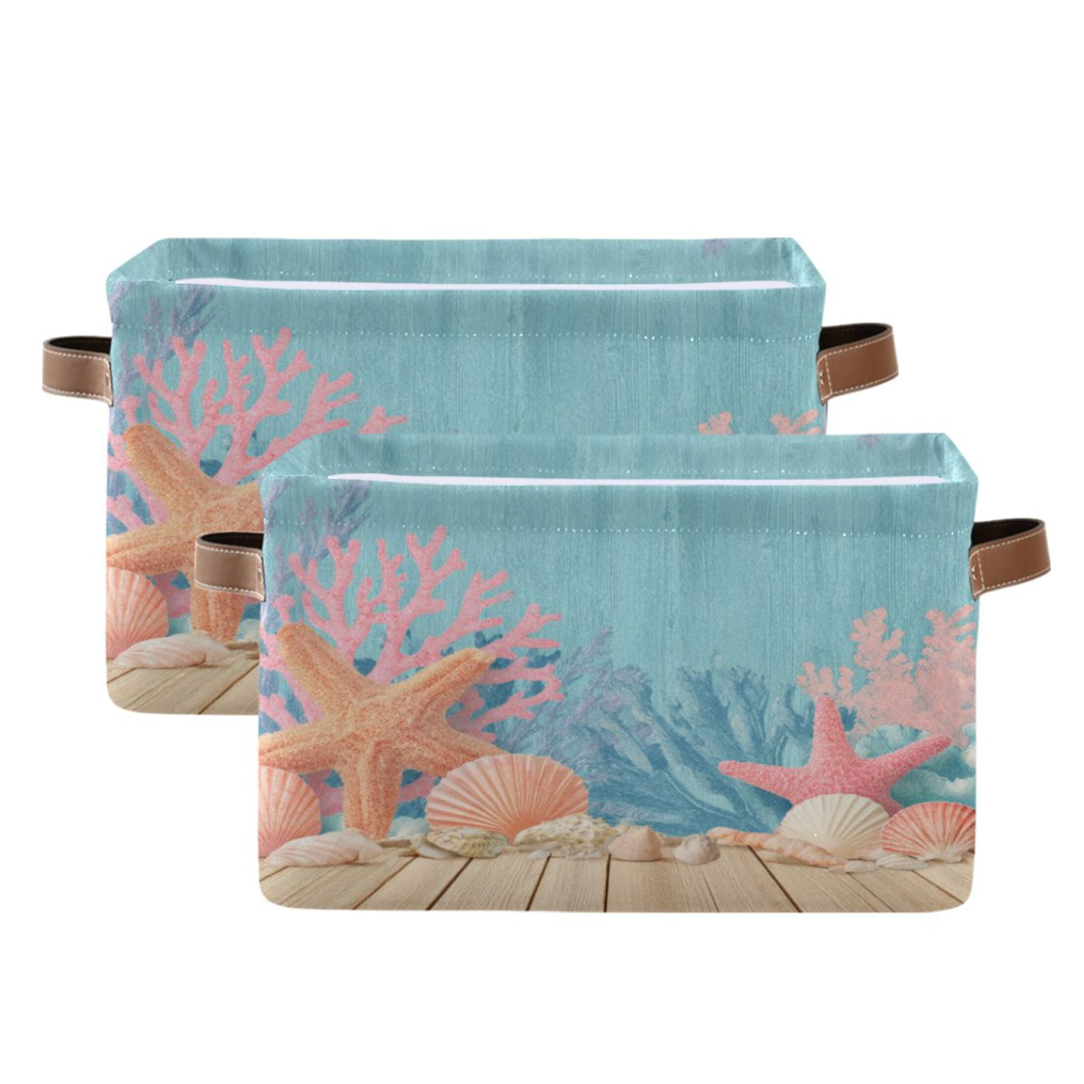 2-Pack Square Closet Organizers with Handles Open Basket Bins Colorful ...