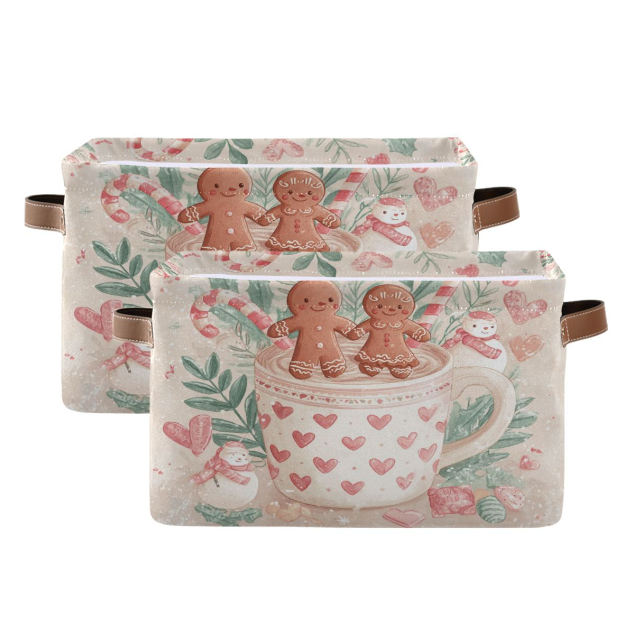 2-Pack Square Closet Organizers with Handles Open Basket Bins Cute ...