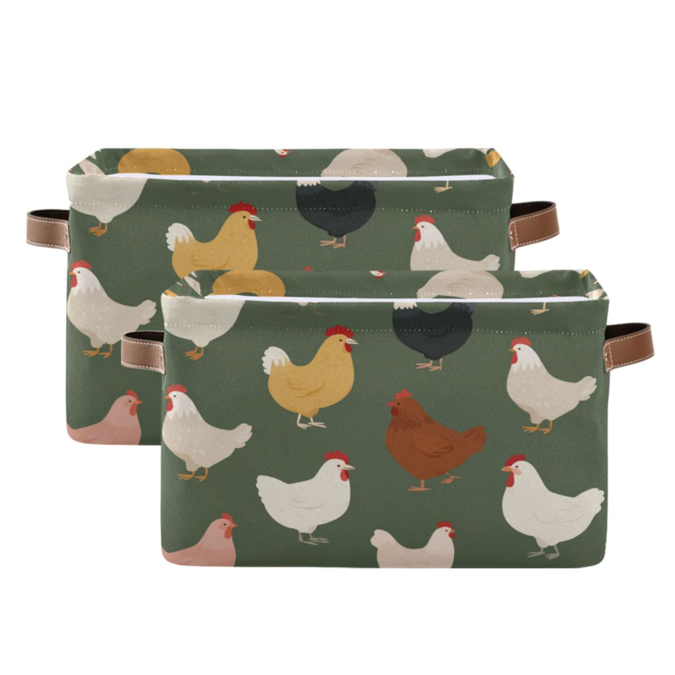 2-Pack Square Closet Organizers with Handles Open Basket Bins Cute ...