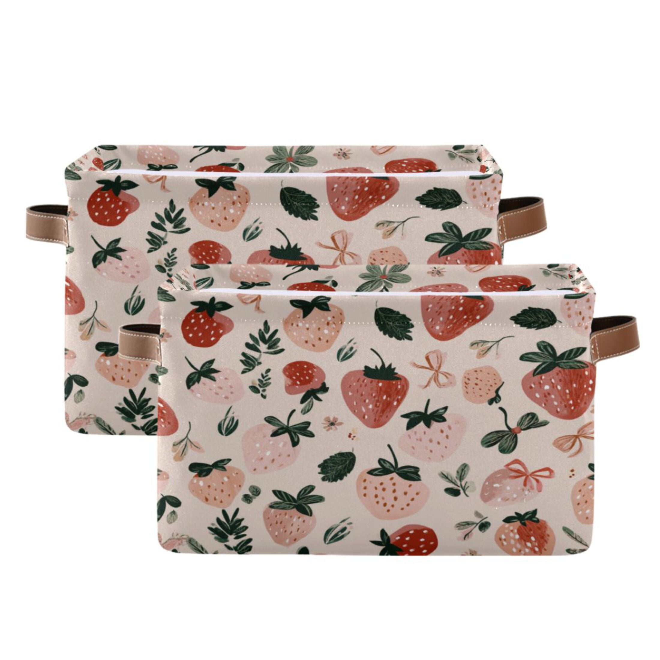 2-Pack Square Closet Organizers with Handles Open Basket Bins Cute ...