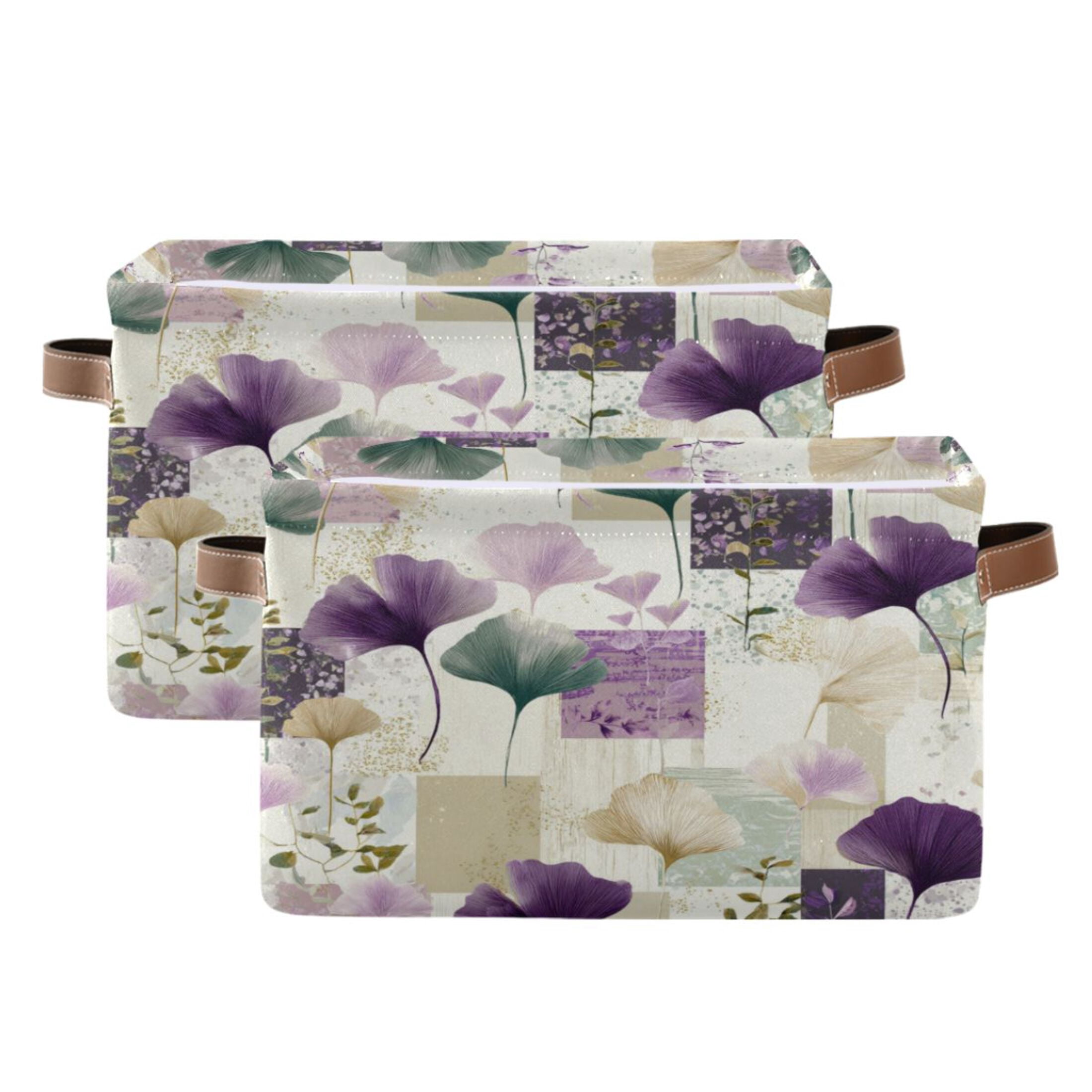 2-Pack Square Closet Organizers with Handles Open Basket Bins Ginkgo ...