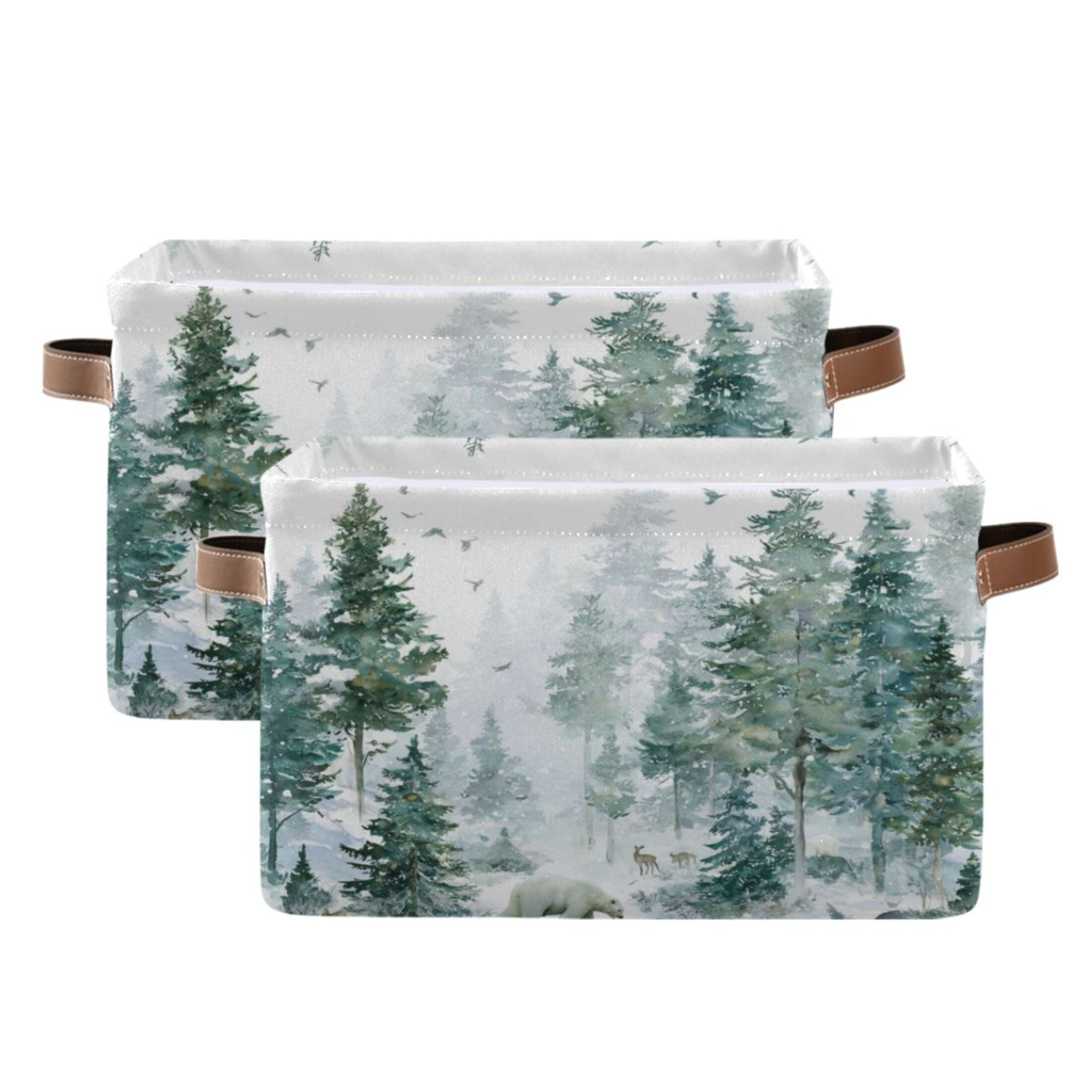 2-Pack Square Closet Organizers with Handles Open Basket Bins Green ...