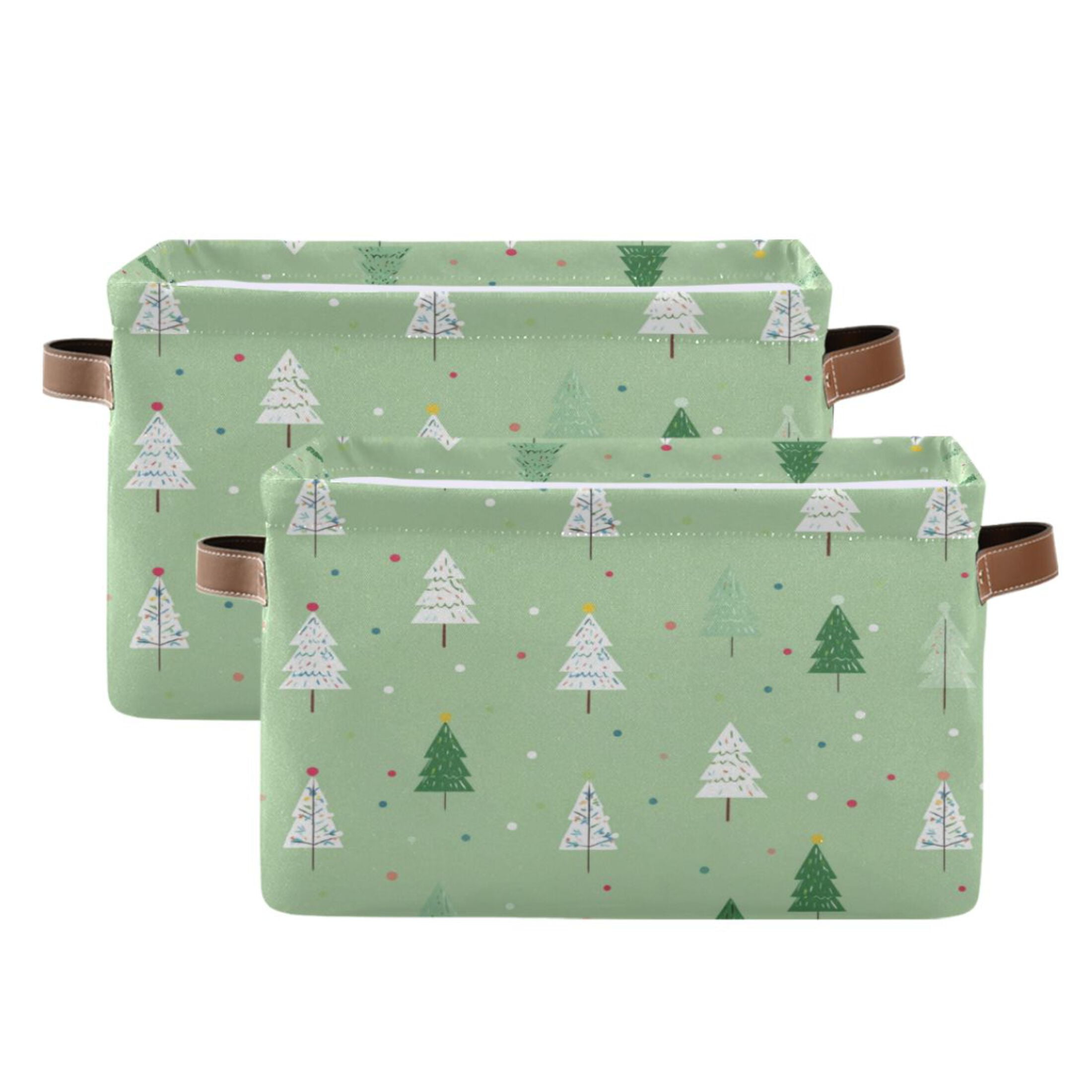 2-Pack Square Closet Organizers with Handles Open Basket Bins Green and ...