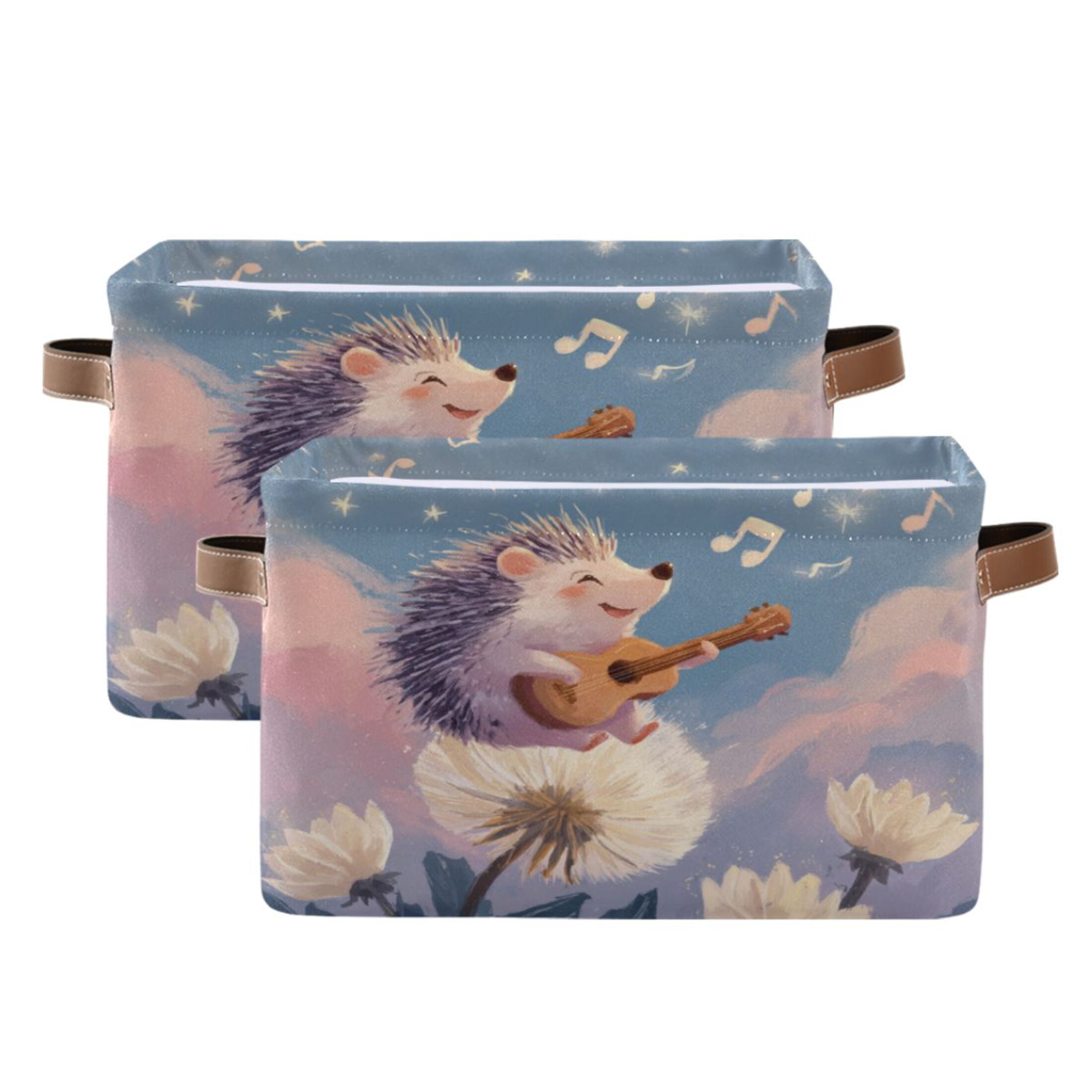 2-Pack Square Closet Organizers with Handles Open Basket Bins Hedgehog ...
