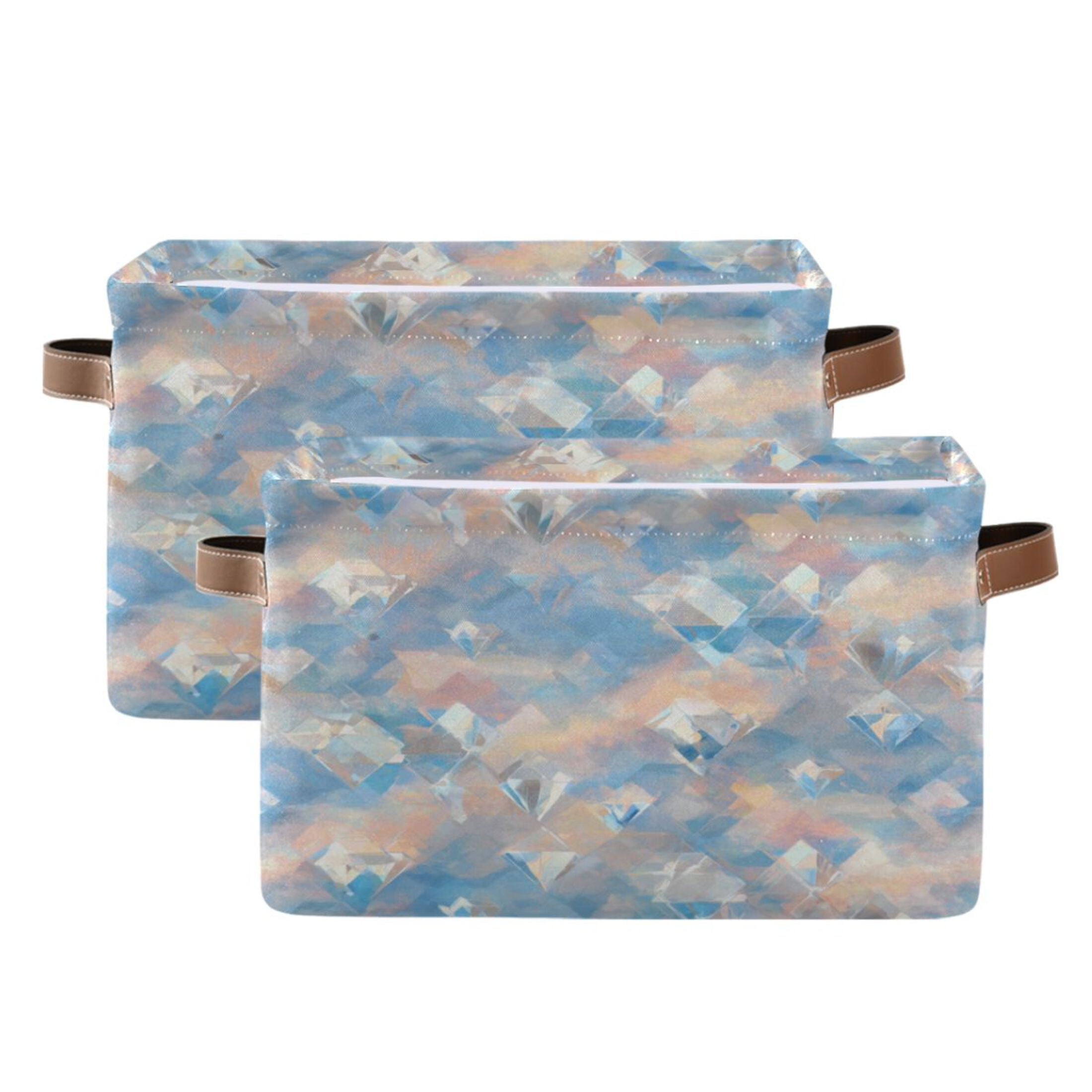 2-Pack Square Closet Organizers with Handles Open Basket Bins Peach and ...