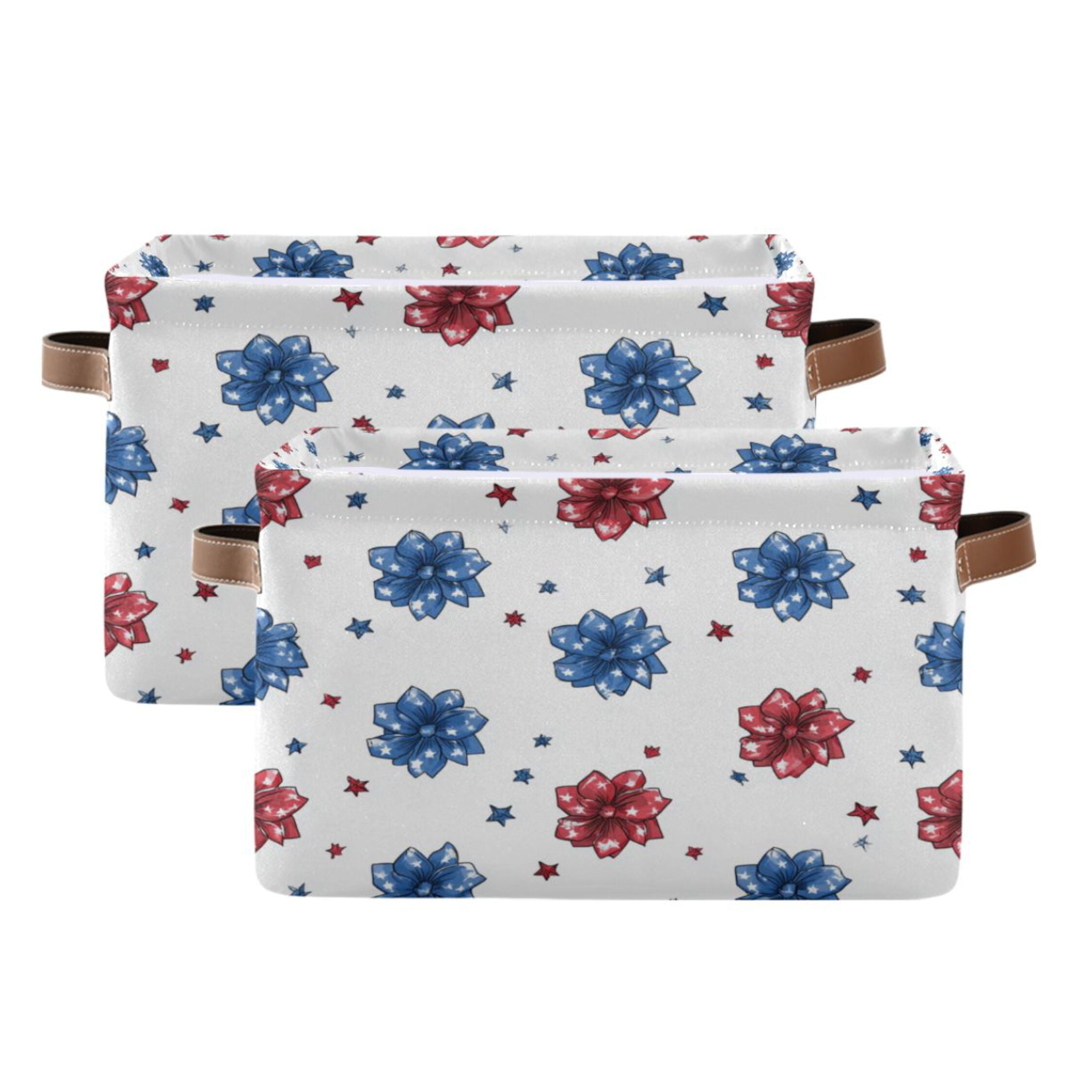 2-Pack Square Closet Organizers with Handles Open Basket Bins Stars and ...