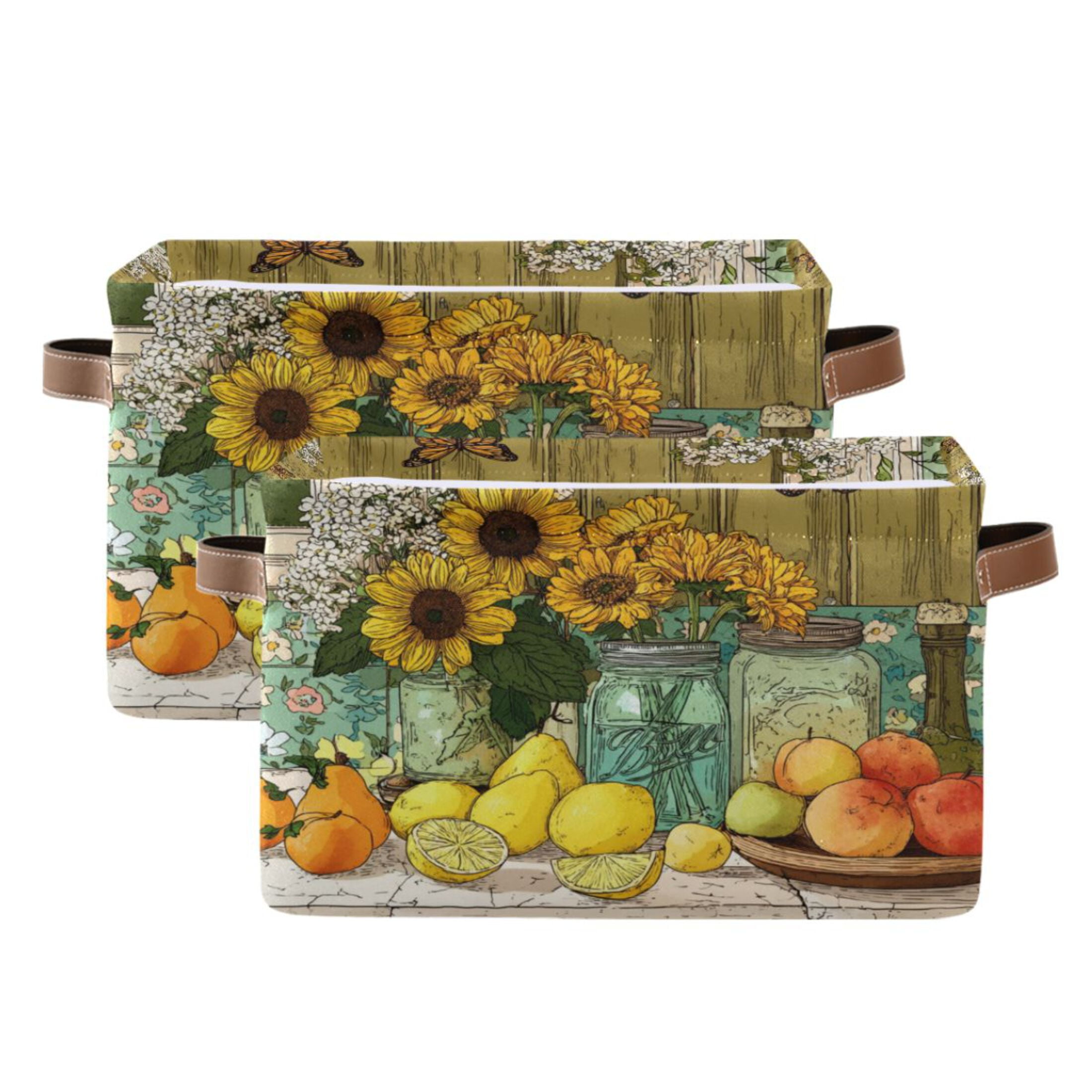 2-Pack Square Closet Organizers with Handles Open Basket Bins Vase and ...