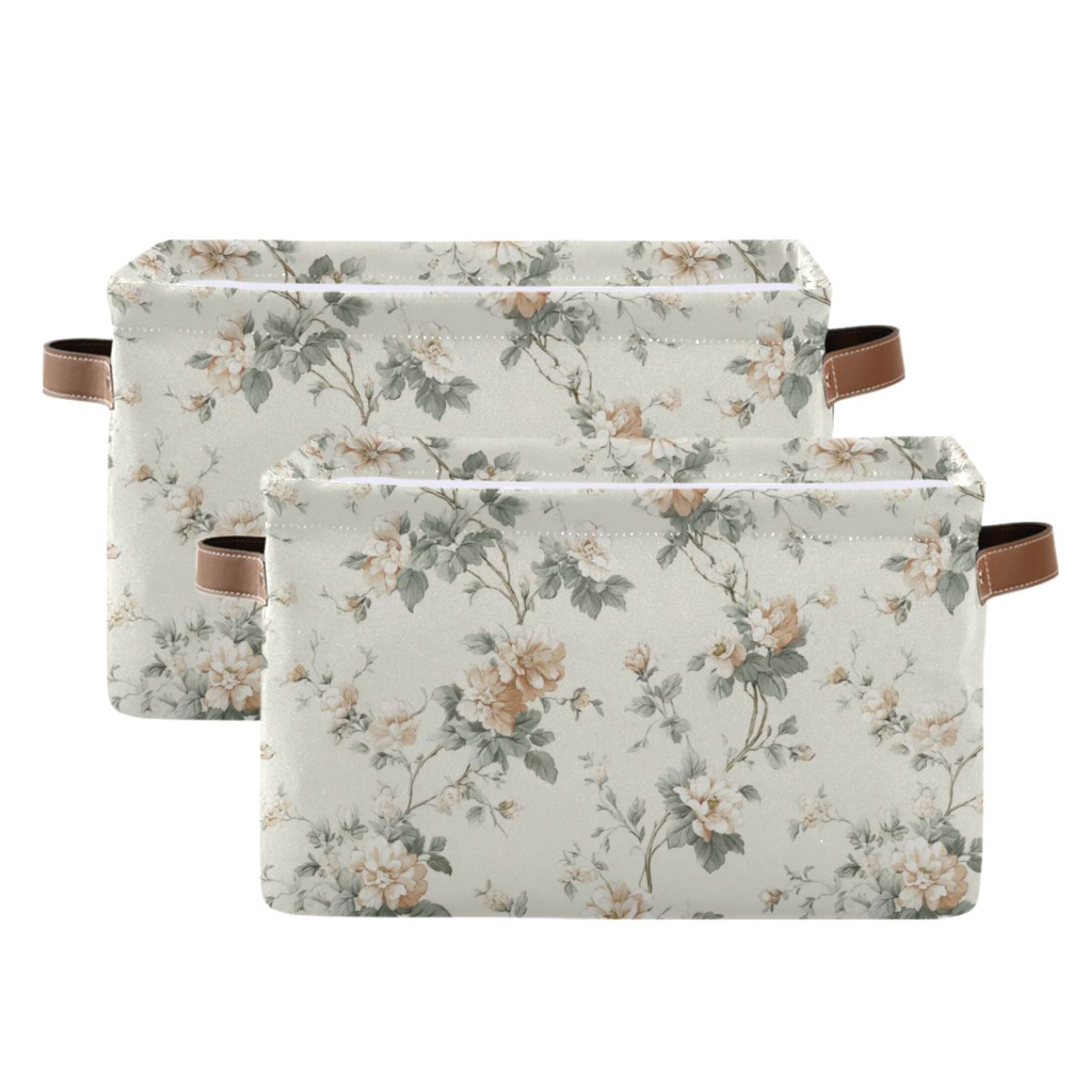 2-Pack Square Closet Organizers with Handles Open Basket Bins Vintage ...