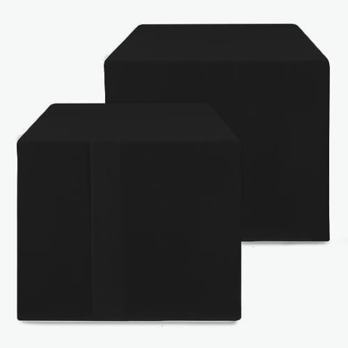 2 Pack Square Fitted Table Covers - 38 x 38 Inch - Black Fabric ...