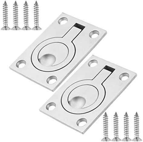 2 Pack Square Flush Pull Ring Handles, Recessed Boat Hatch Latch ...