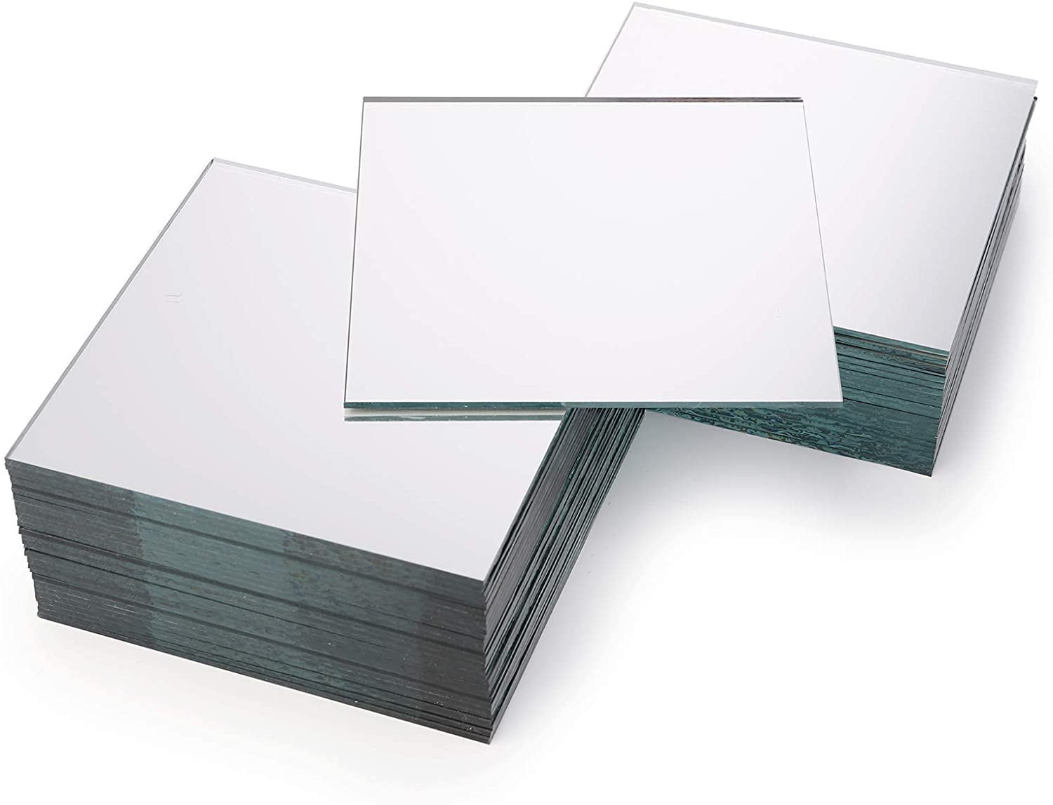 2 Pack Square Glass Mirror Tiles, 4x4 Ih Small Decorative Glass Mirror ...