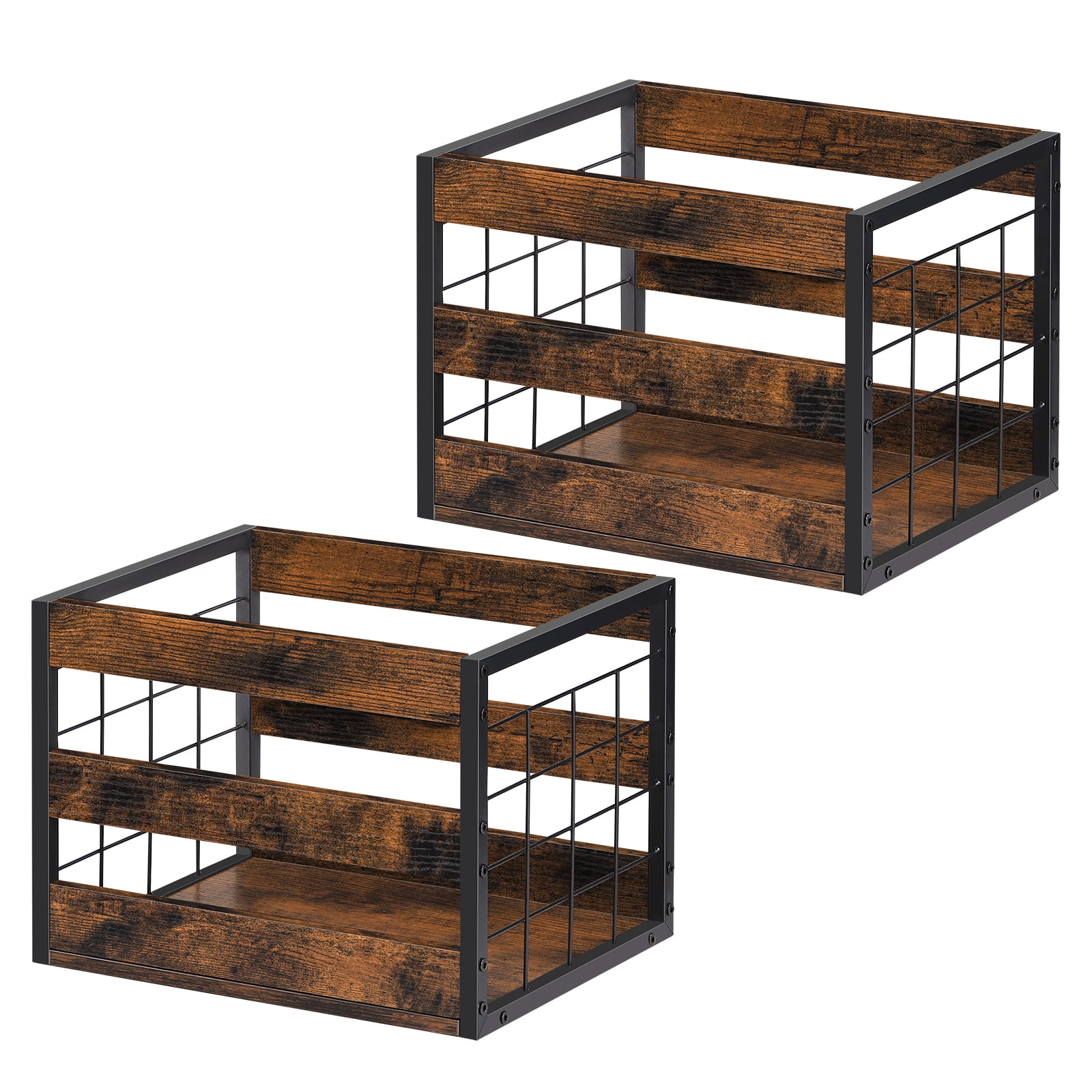 2-Pack Square Wooden Boxes Small Square Storage Boxes brown - Walmart.com