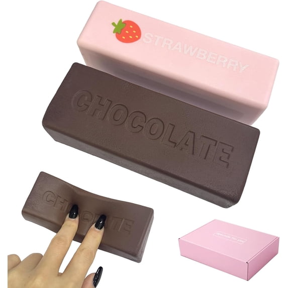 2 Pack Squishy Fidget Blocks - Strawberry & Chocolate Slow Rising ...