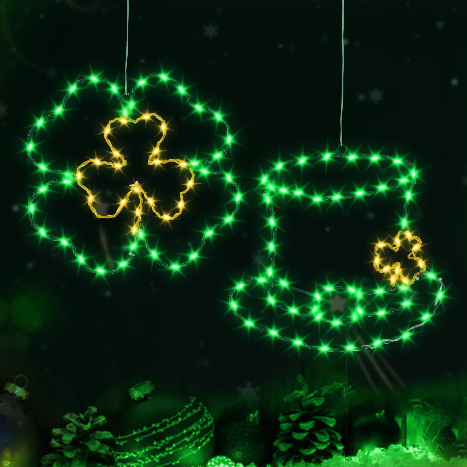 2 Pack St. Patrick's Day Decorations Window Light, MVIIOE St. Patrick ...